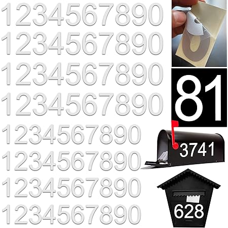 Amazon.com: 50 Pcs Mailbox Numbers - Reflective White Mailbox Sticker ...