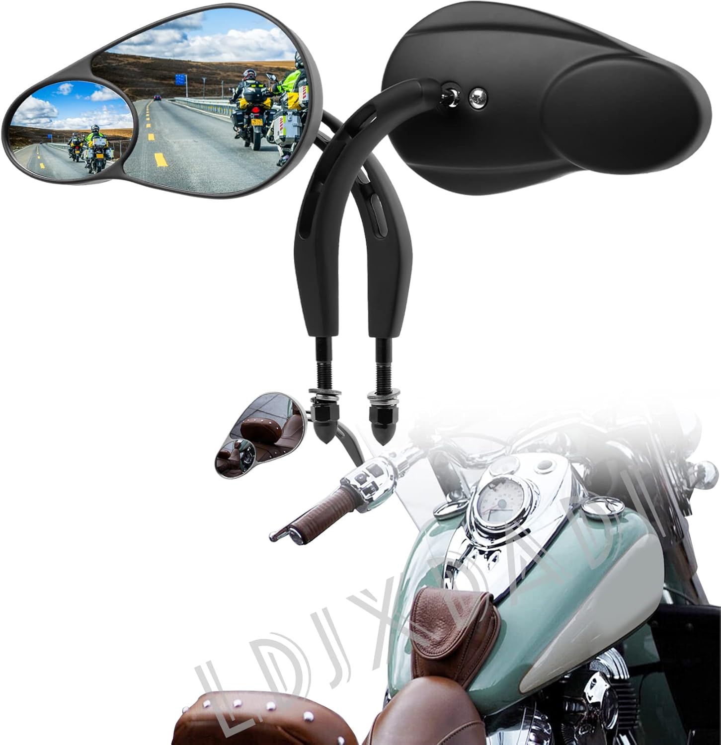 Split Vision Mirrors, black Rear View Mirrors For Harley Davidson Road ...