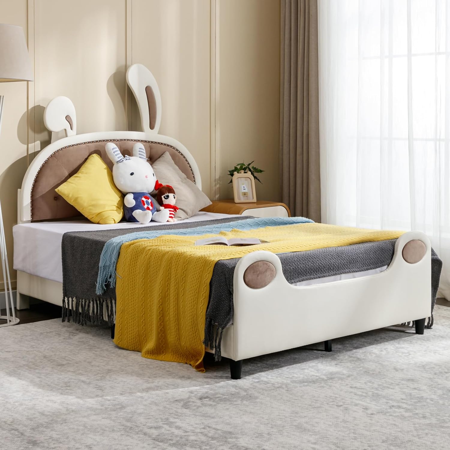 Amazon.com: BALUS Full Size Bed Frames for Kids, Children Upholstered ...