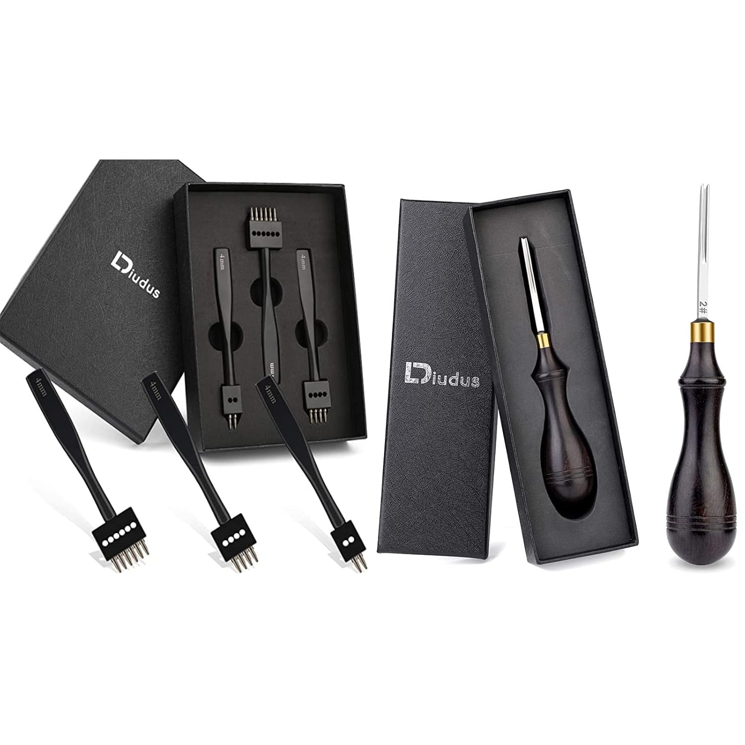 Amazon.com : DIUDUS 2/4/6 Prong Punch 4mm, Leather Edge Beveler 1.8mm ...