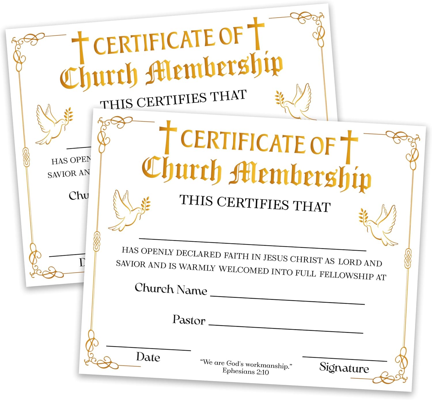 Amazon.com : Certificate of Membership for Church, Gold Border ...