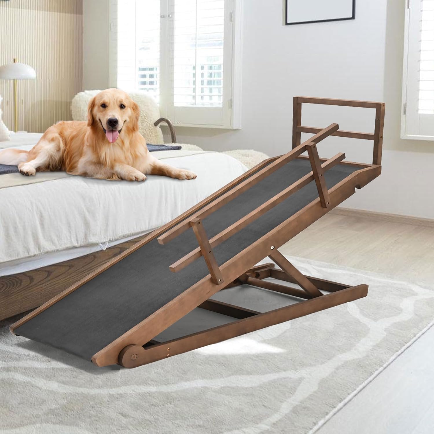 Amazon.com : 5 Level Adjustable Folding Pet Ramp for High Bed, Couch ...