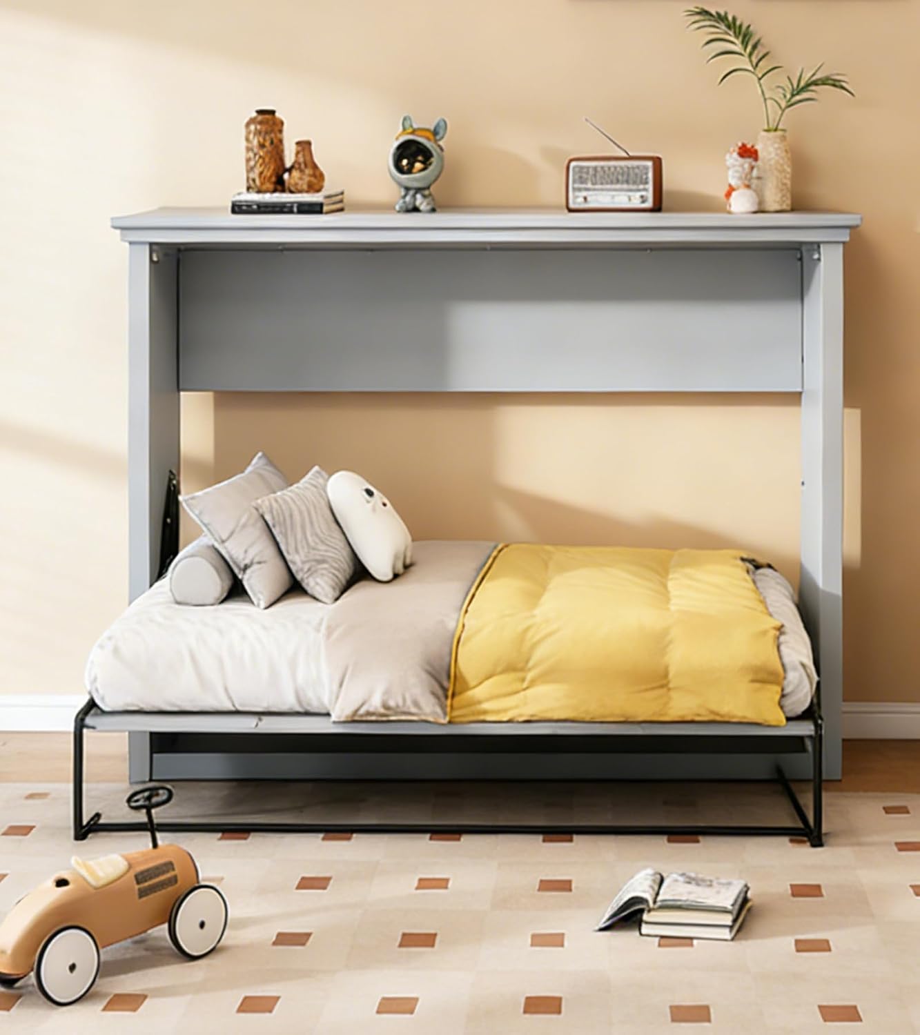 Amazon.com: HIROHRTV Modern Twin Size Murphy Bed Cabinet, Wood Wall Bed ...