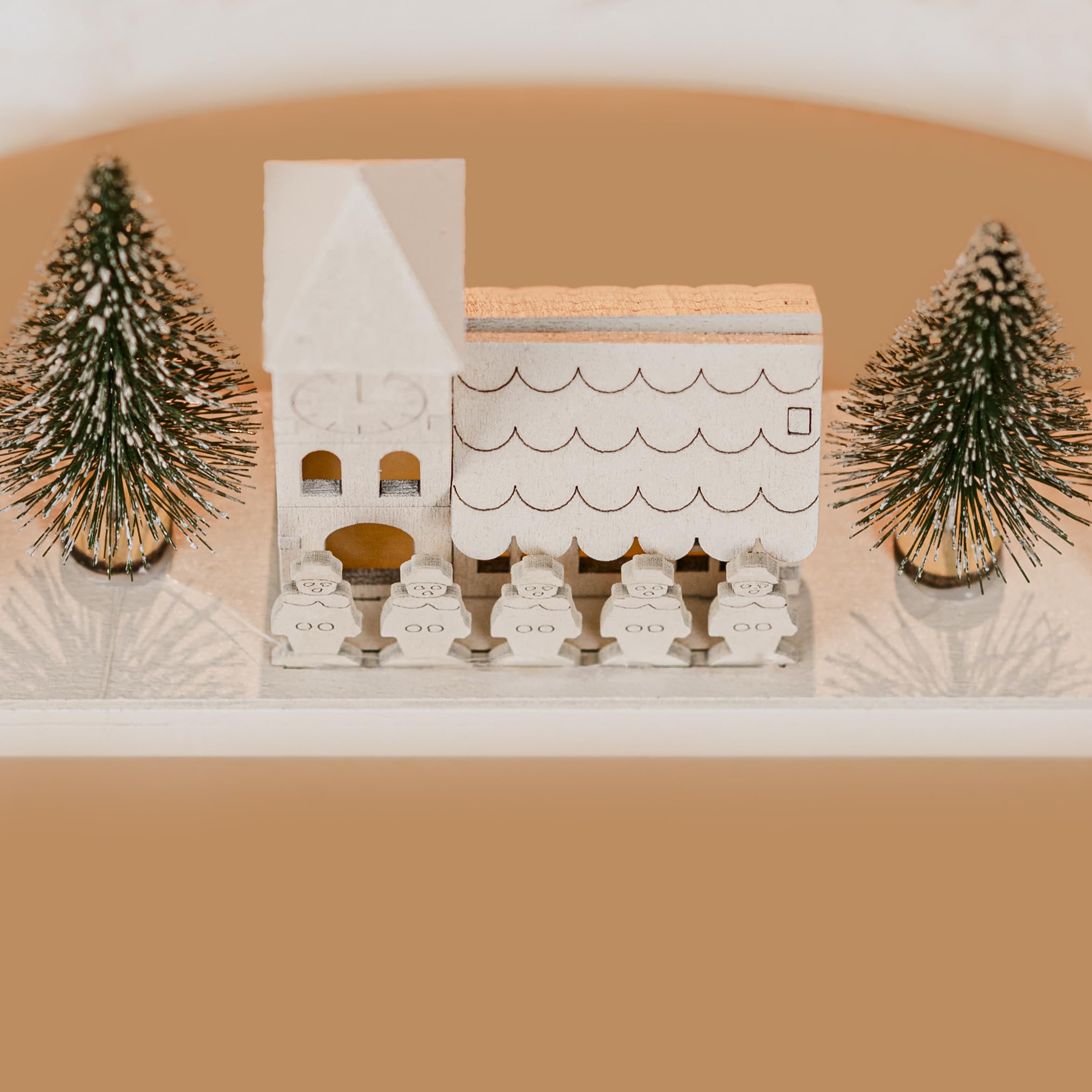 Traditional Wooden Hand Crafted Snowflake 7 LED Candle Bridge Xmas ...
