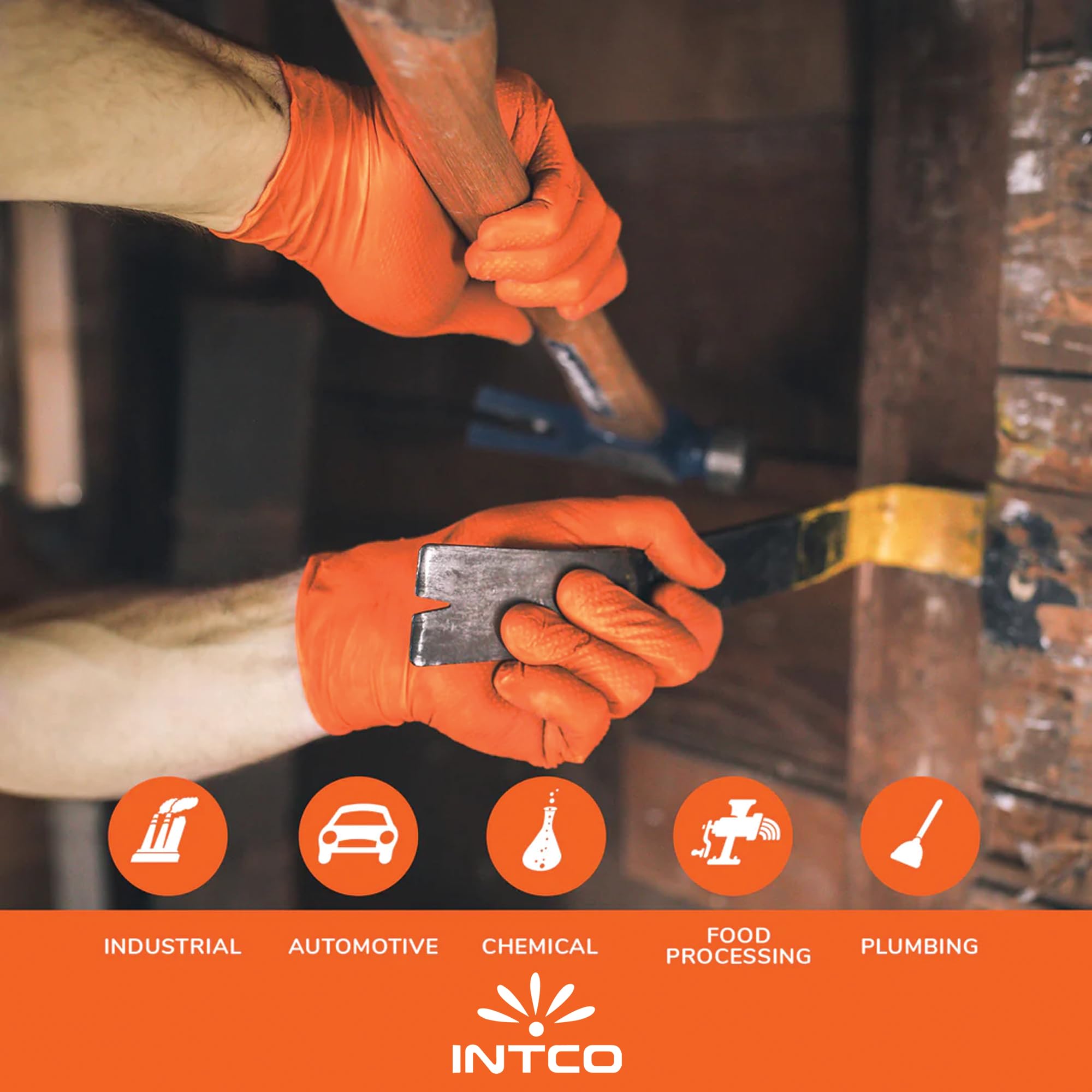 Snapklik.com : INTCO Basic Rubber Gloves Heavy Duty, Orange Nitrile ...