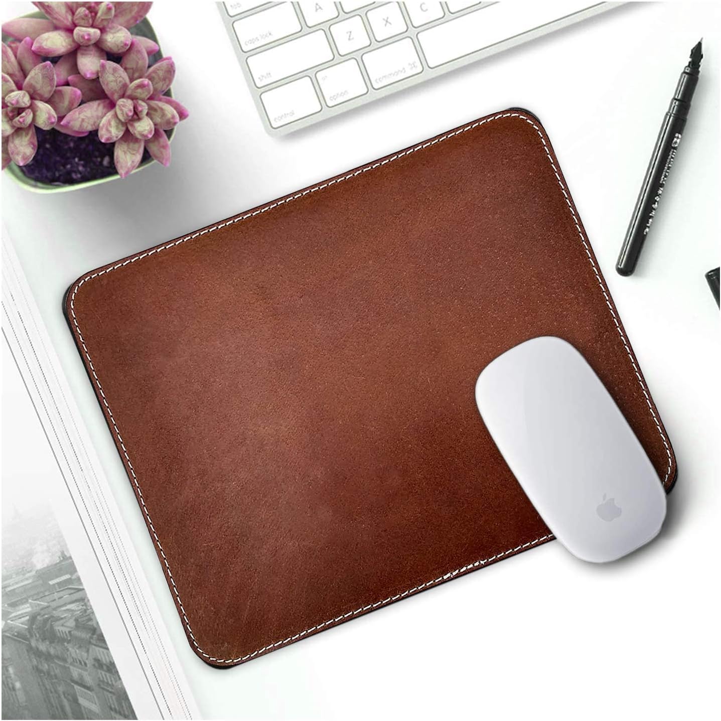 Amazon.com : Office Leather Mouse Pad Wrist Rest and Non-Slip Design ...