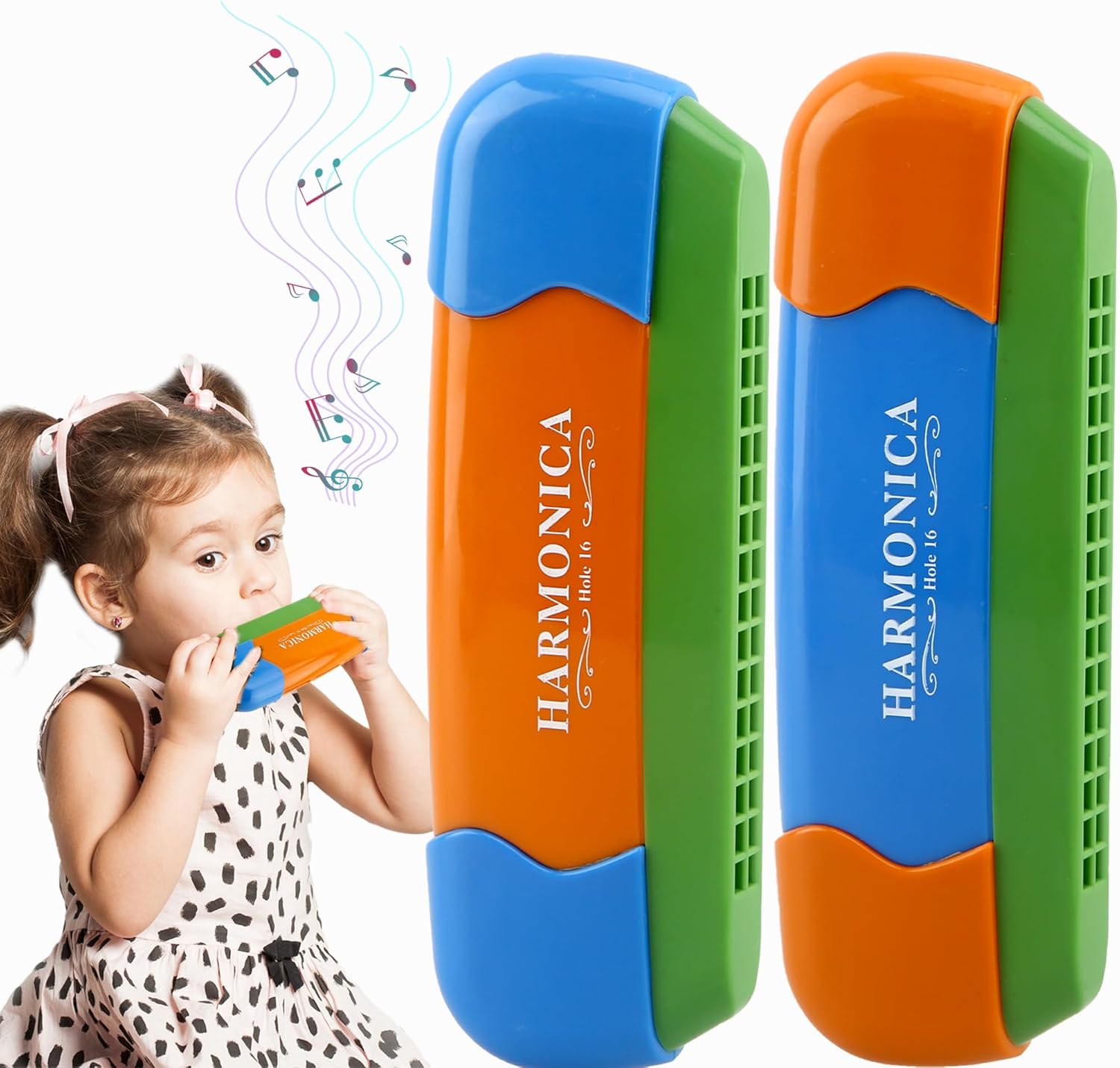 Amazon.com: 2 Pack Kids Harmonica Plastic 16 Holes Harmonica Early ...