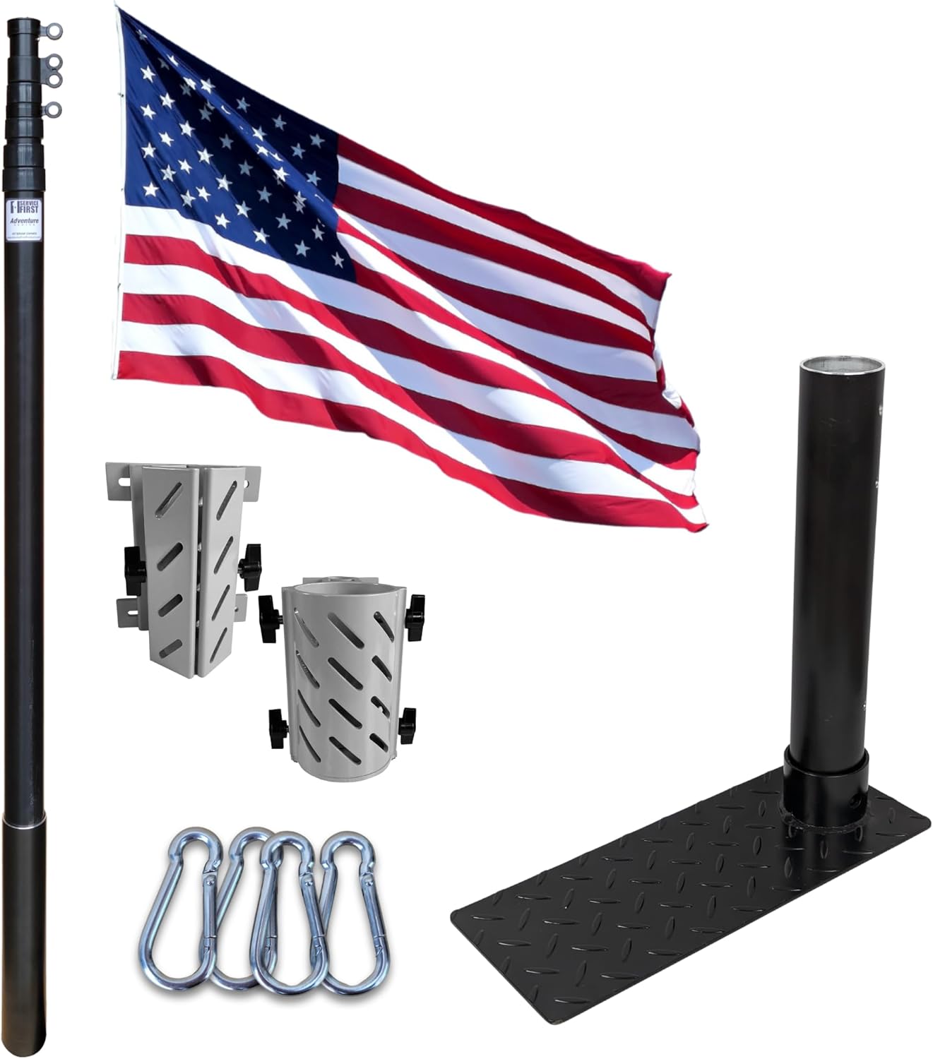 Amazon.com : Service First Tailgate Black 20 Foot Telescoping Flagpole ...