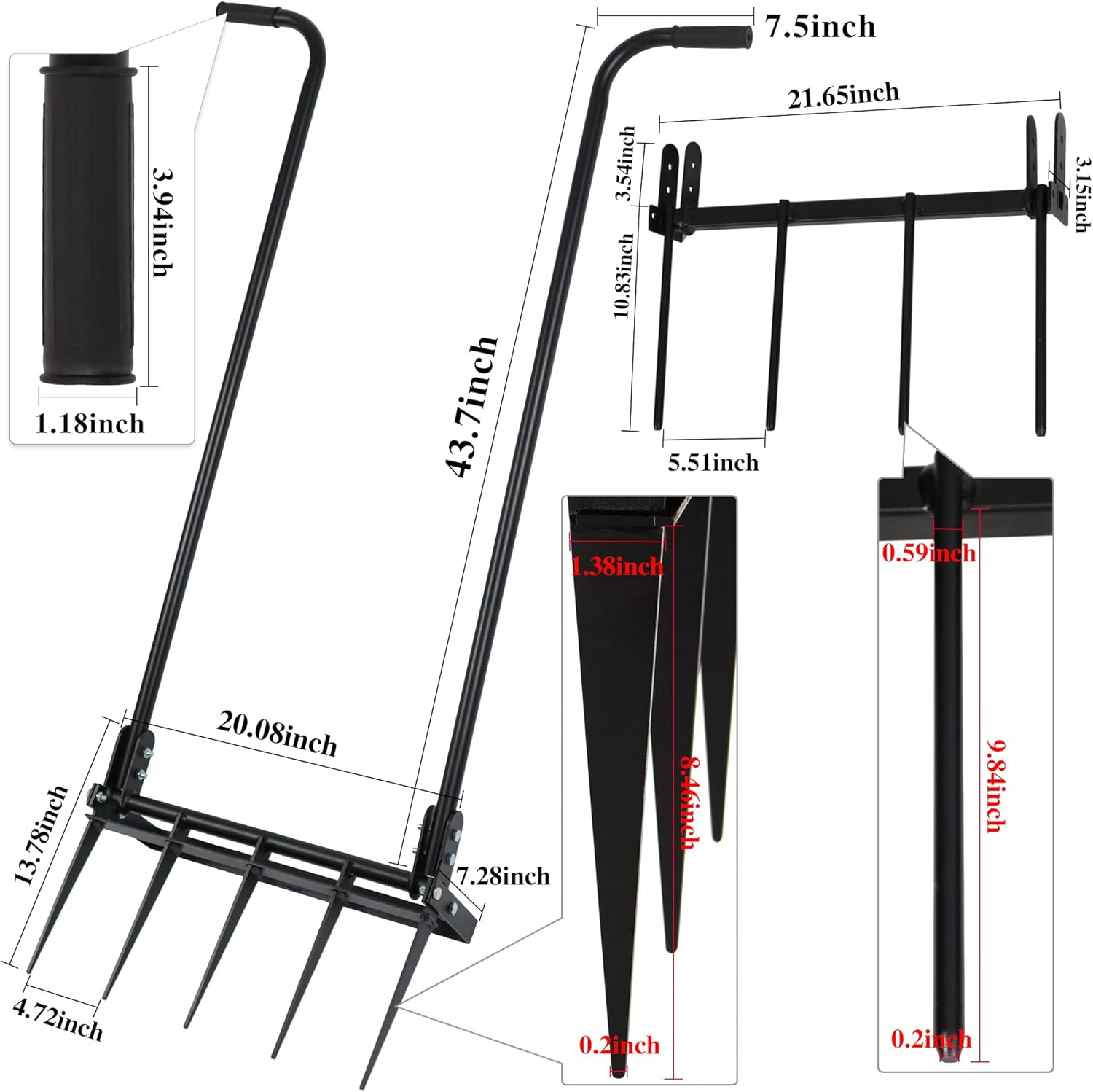 Buy Kareturn Broad Fork Tool, 5 tines Hand Tiller Broadfork,20 in Wide ...
