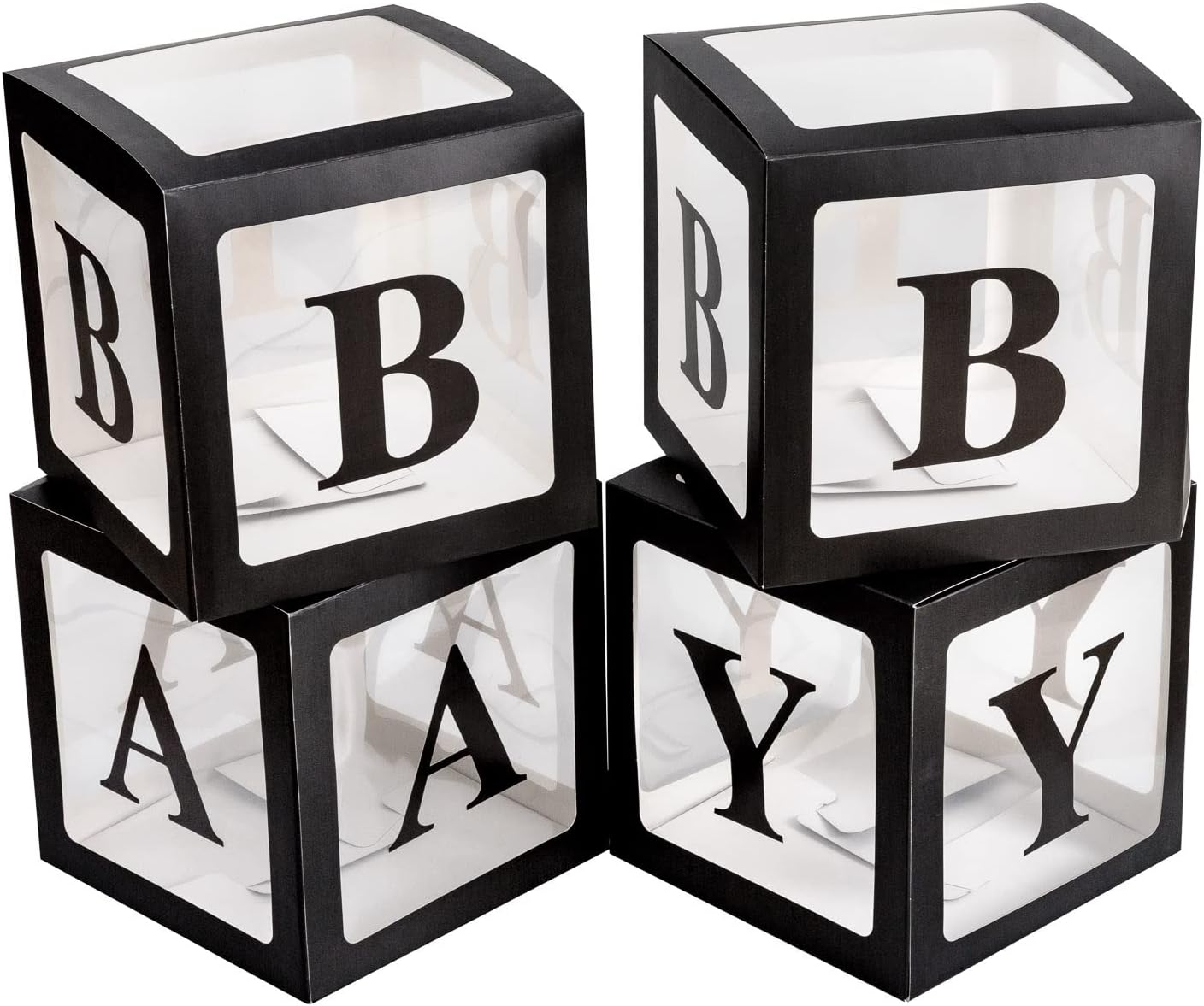 4pcs Transparent Baby Boxes,Clear Balloon Boxes Backdrop with 16 ...