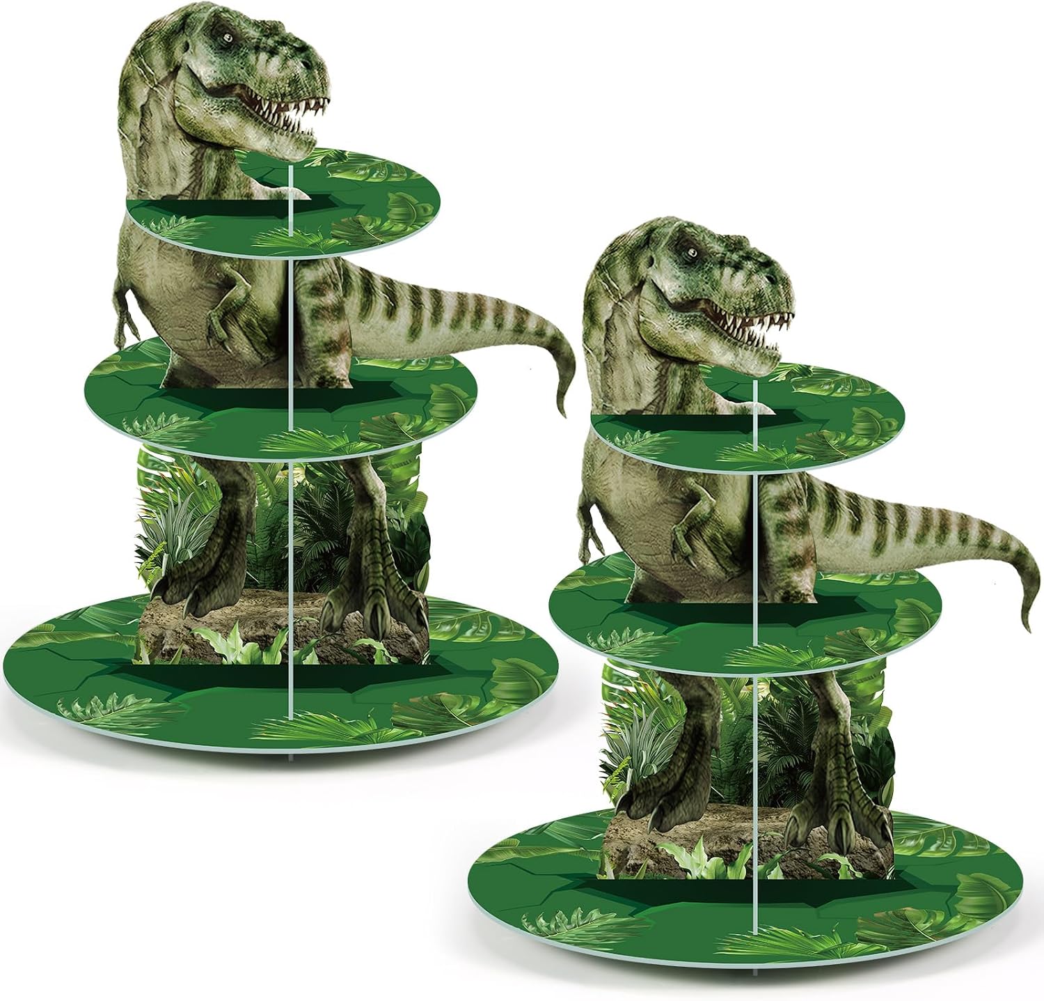Amazon.com | Perthlin 2 Pcs 3 Tier Dinosaur Cupcake Stand Party ...
