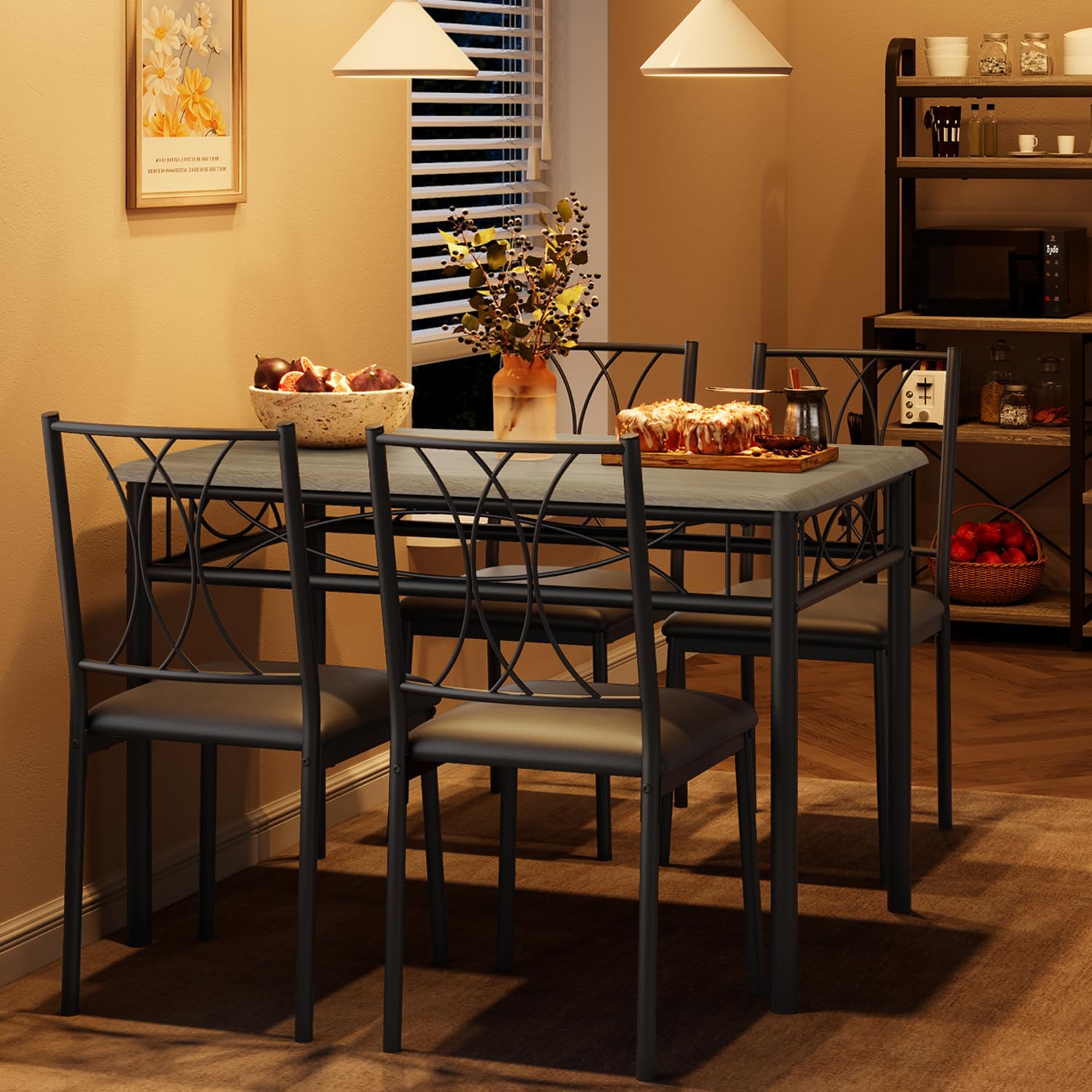 Amazon.com: UBGOOGG Folding Dining, Rectangular 4 Seater Dinette Set ...