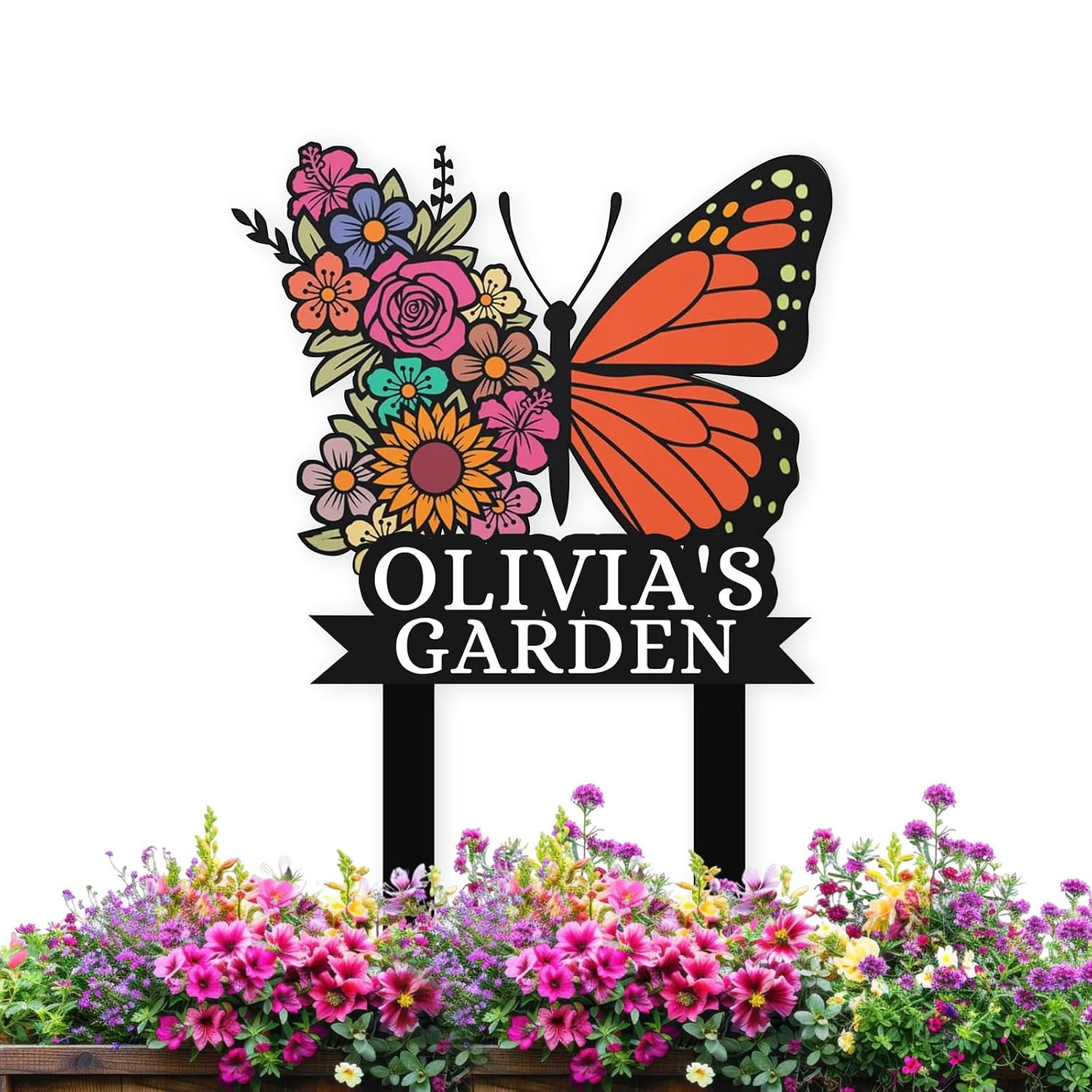 Amazon.com: Personalized Garden Signs, Custom Metal Colorful Butterfly ...