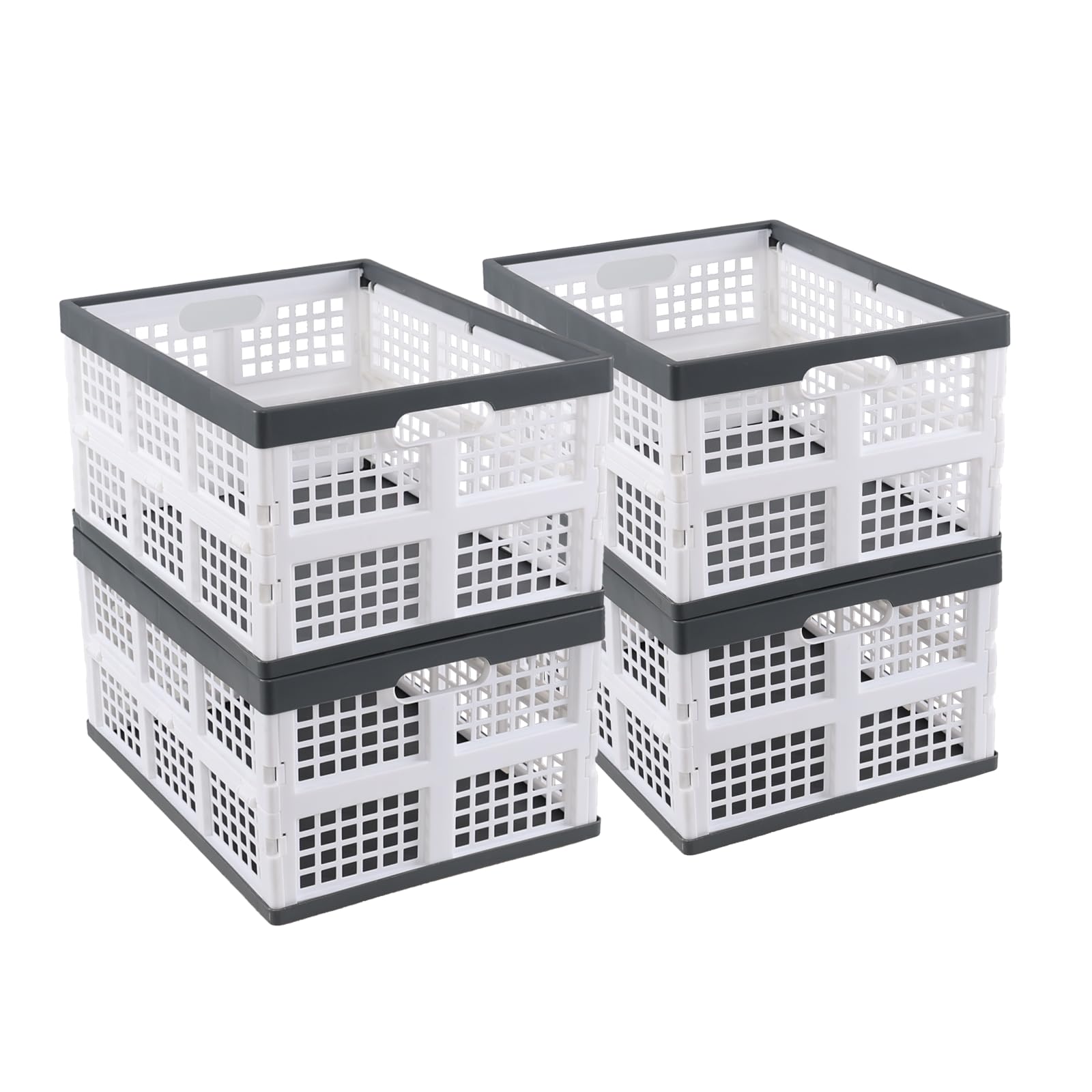 Amazon.com : Rosebloom 34 L Plastic Folding Storage Crates, Collapsible ...