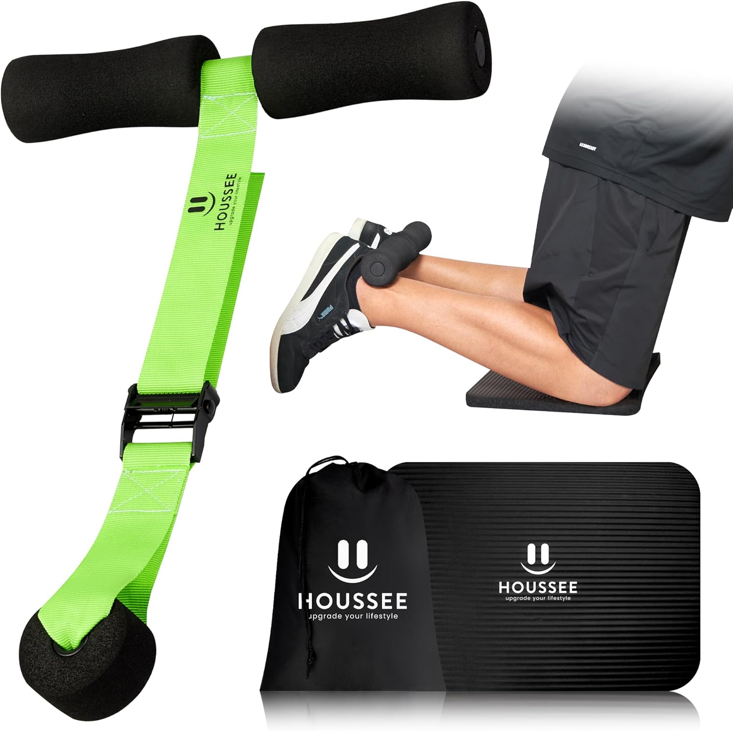 Amazon.com : HOUSSEE Nordic Hamstring Curl Strap - Adjustable Hamstring ...