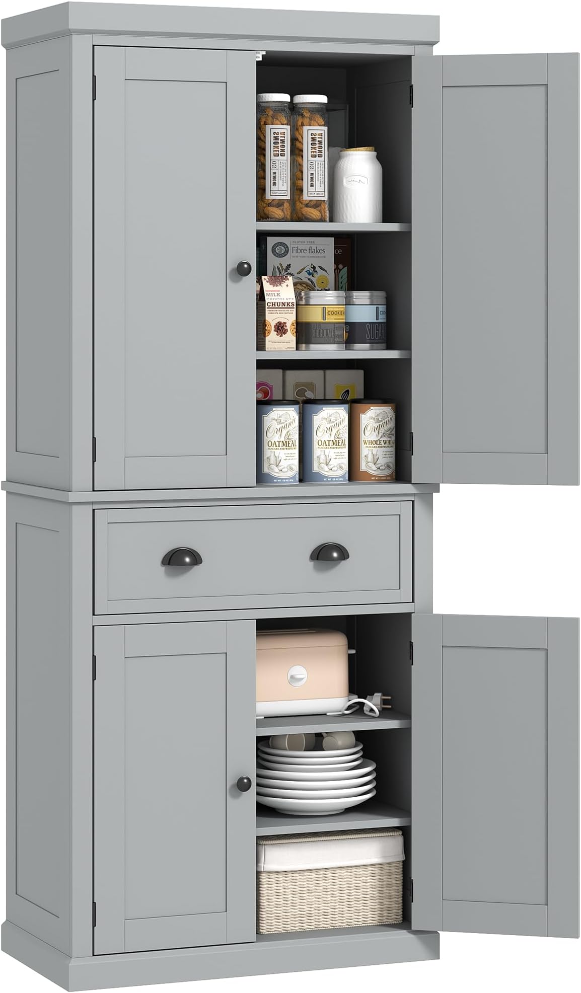 Amazon.com: HOMCOM 71" Kitchen Pantry Cabinet with LED Motion Sensor ...