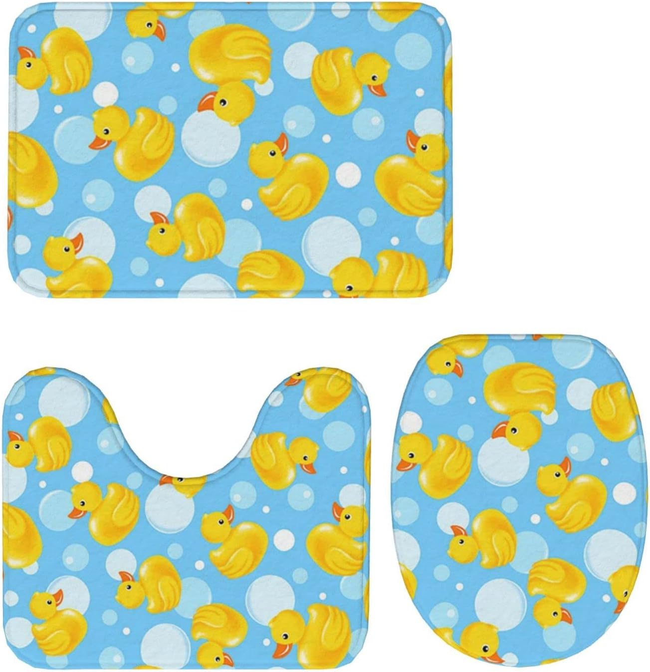 Amazon.com: TIETIE Memory Foam Yellow Rubber Duck Bath Mat Set/Bath ...