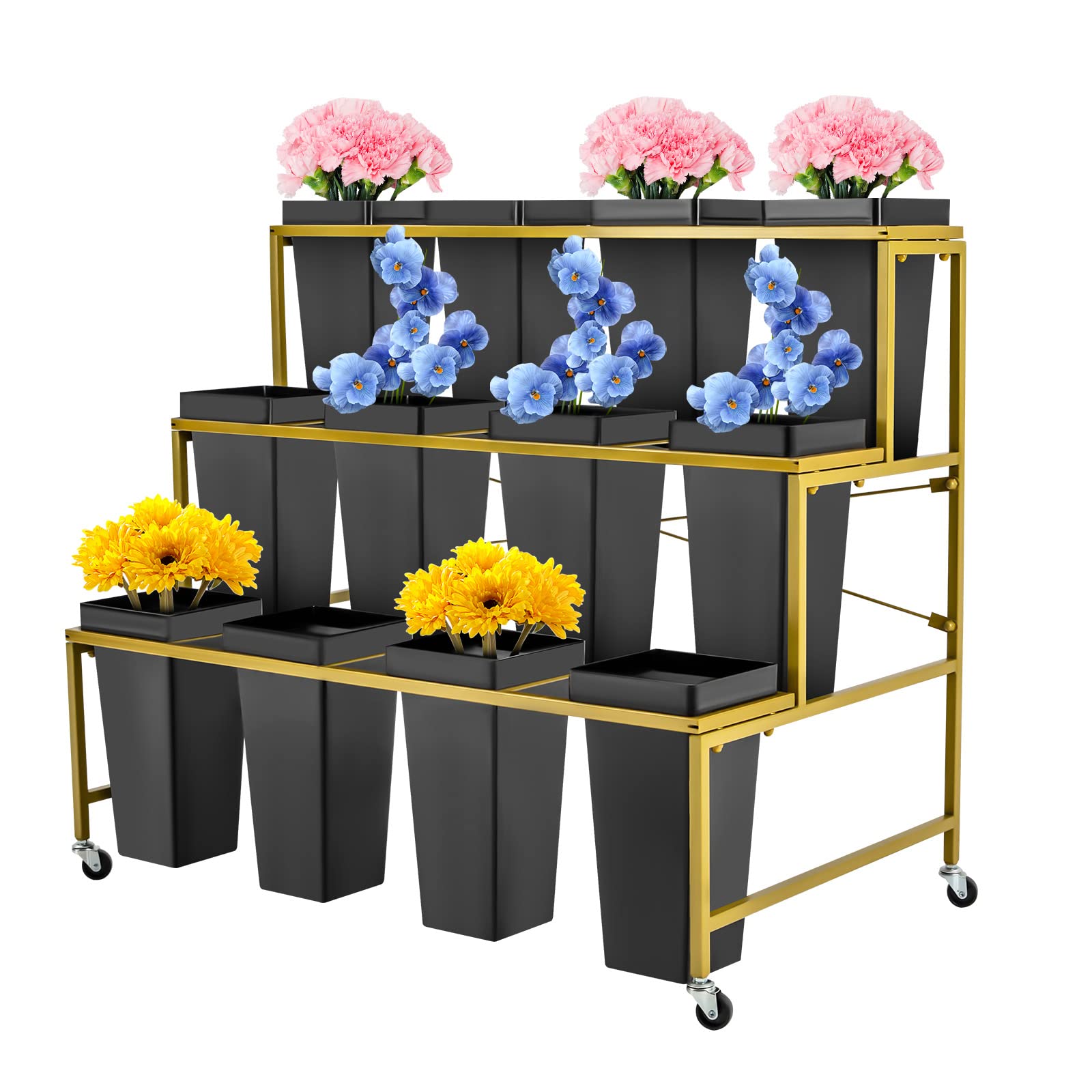Amazon.com: Flower Display Stands with 12 Buckets, Flower Buckets for ...