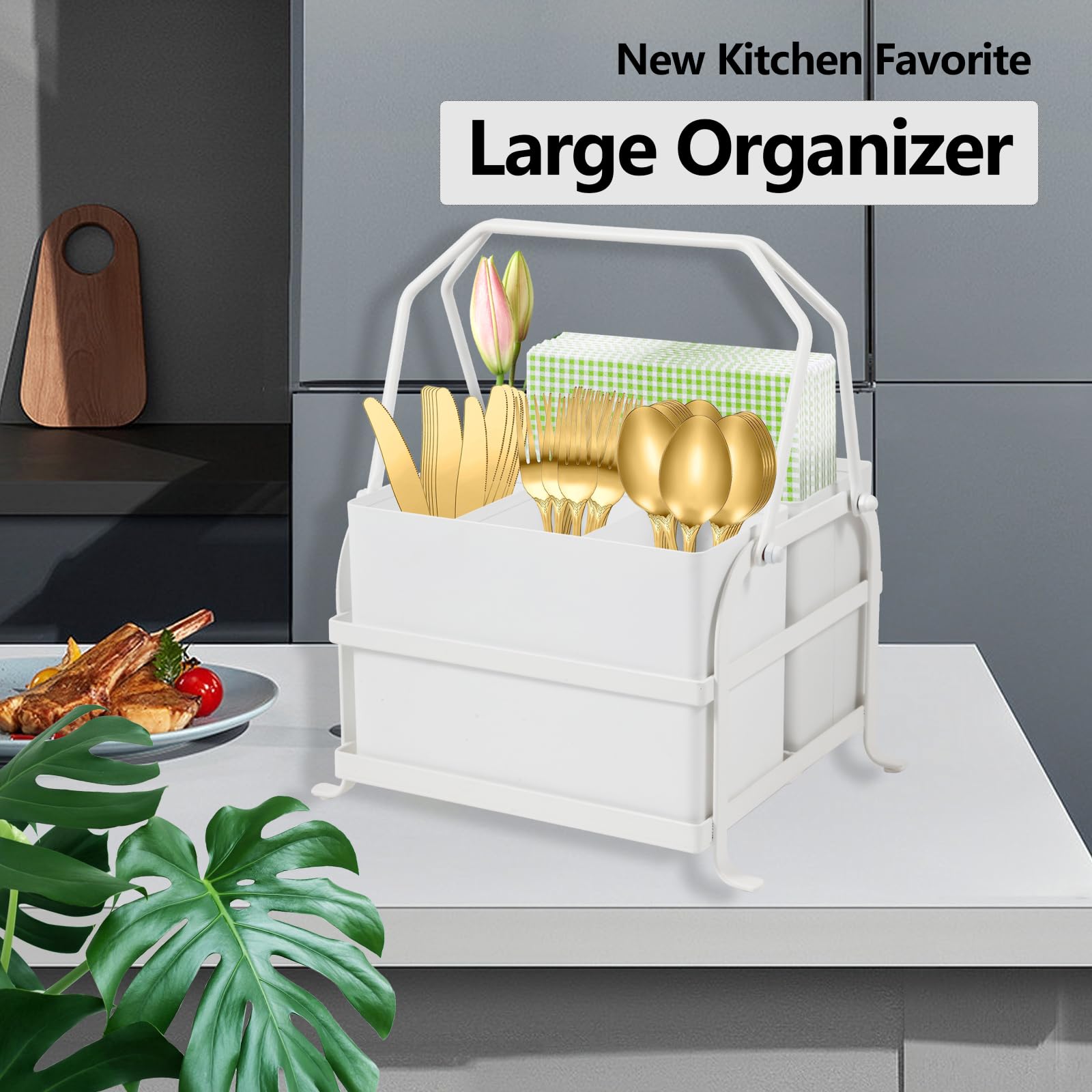 Silverware Caddy Utensil Holder With Handle ,Outdoor Silverware Holder ...