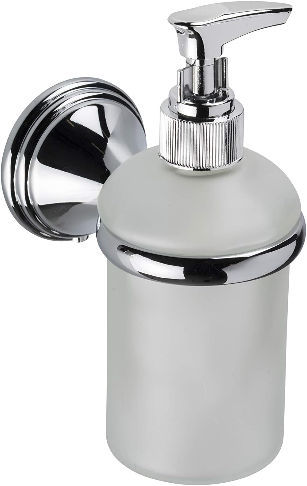 Bathroom Glass Soap Dispenser with Chrome Holder Wall Mounted : Amazon ...