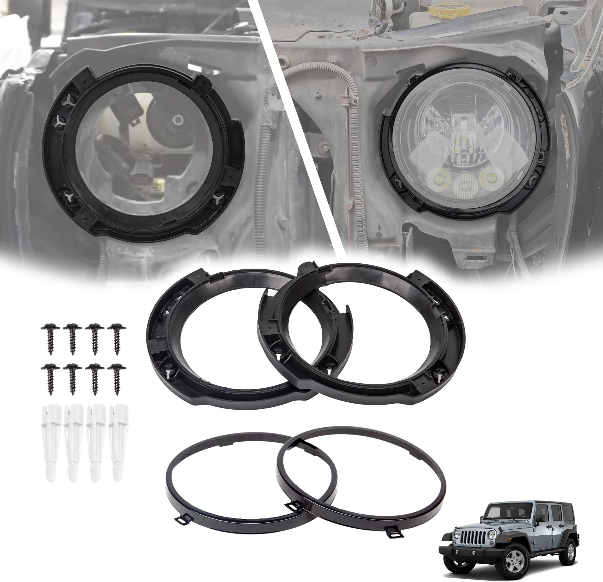 Amazon.com: 7 Inch Headlight Mount Bracket Retaining Bracket Ring kit ...