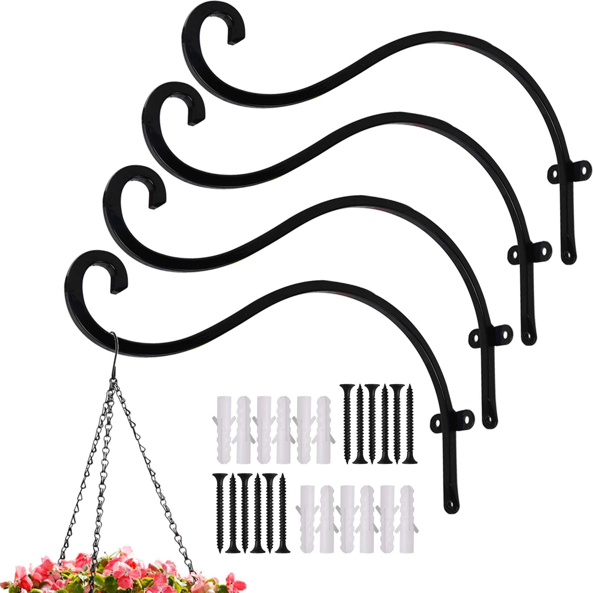 Amazon.com: Hanging Plant Brackets, Pack of 4 Iron Hanging Basket ...