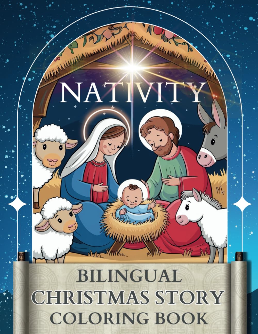 Nativity Bilingual Christmas Story Colouring Book: A Drawing Story ...