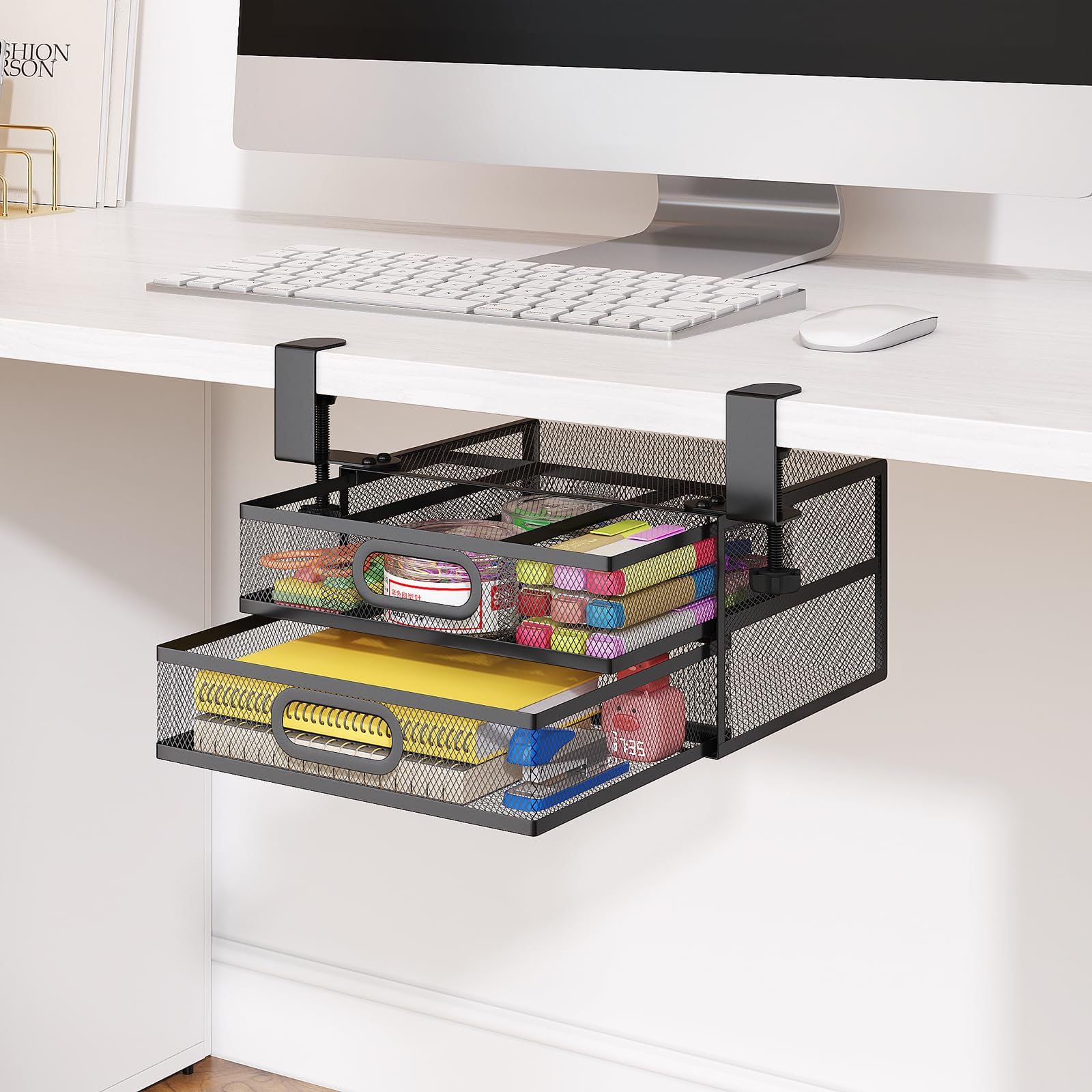 Amazon.com: zefinot Under Desk Drawer Organizer No Drilling Under Desk ...