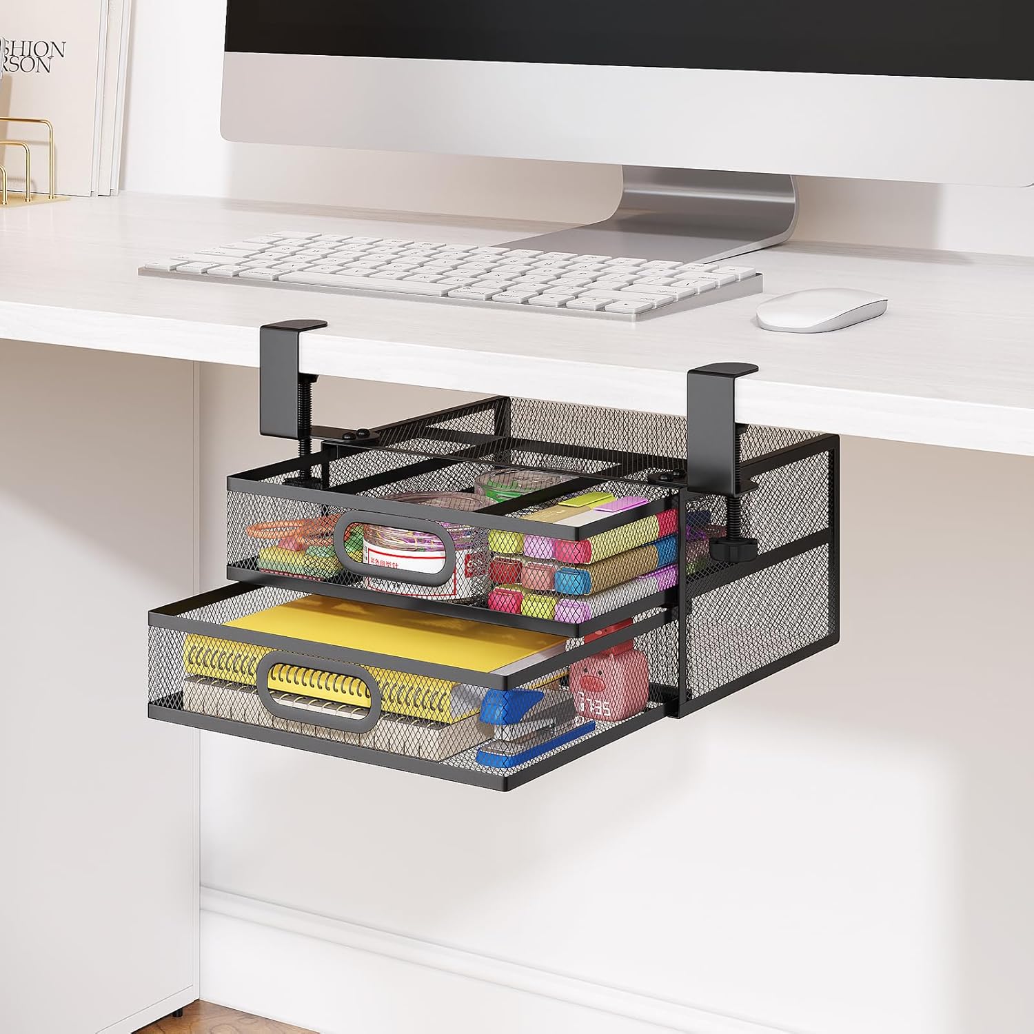 Amazon.com: zefinot Under Desk Drawer Organizer No Drilling Under Desk ...