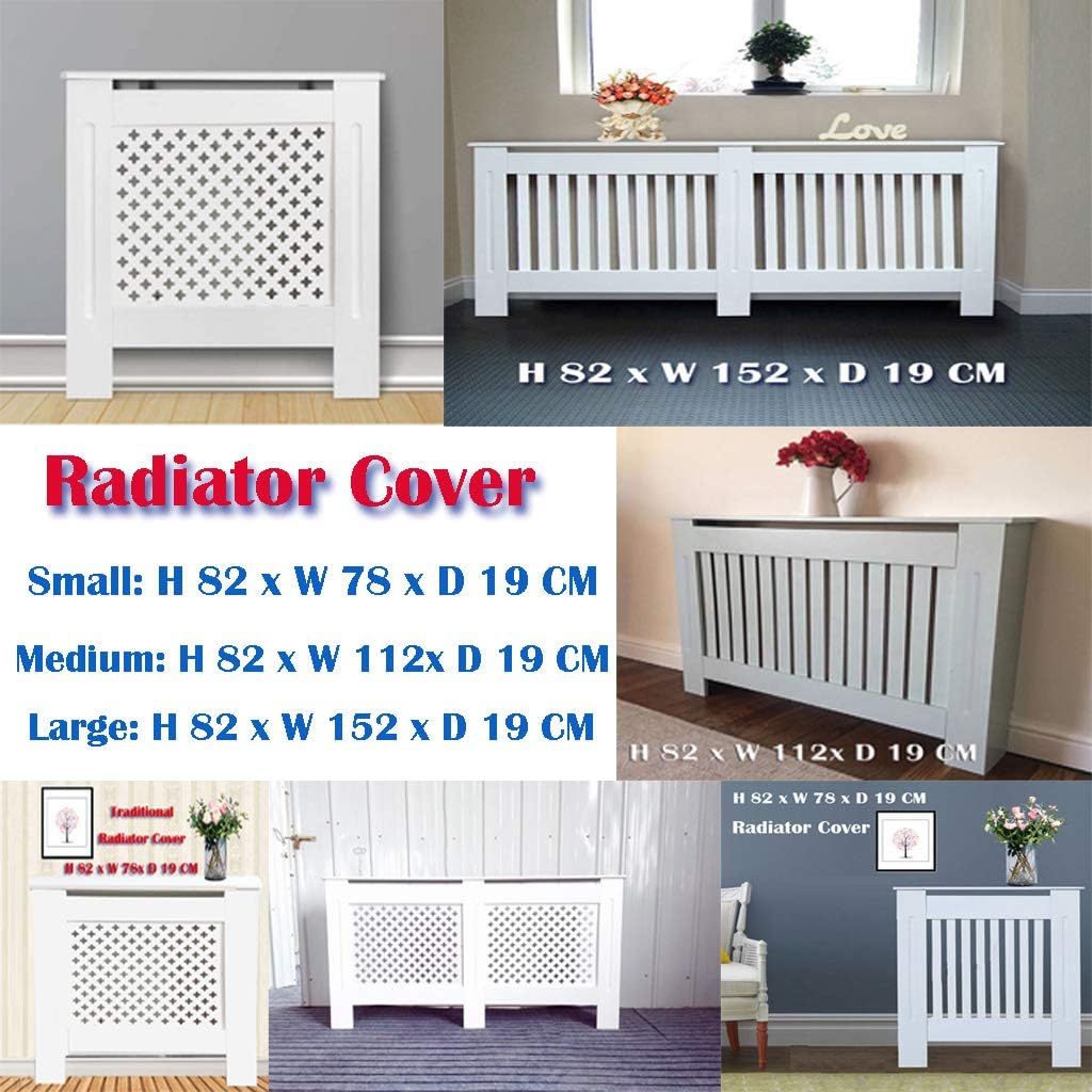 Radiator Cover, Medium Size H 82 * W 112 * D 19 cm, Natural MDF Wood ...