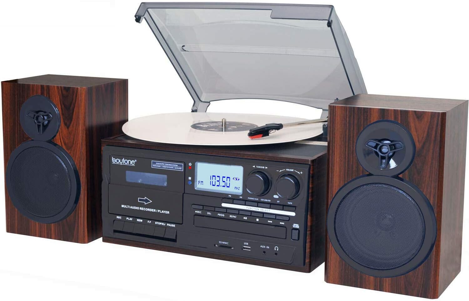 Amazon.com: Boytone BT-28MB, Bluetooth Classic Style Record Player ...