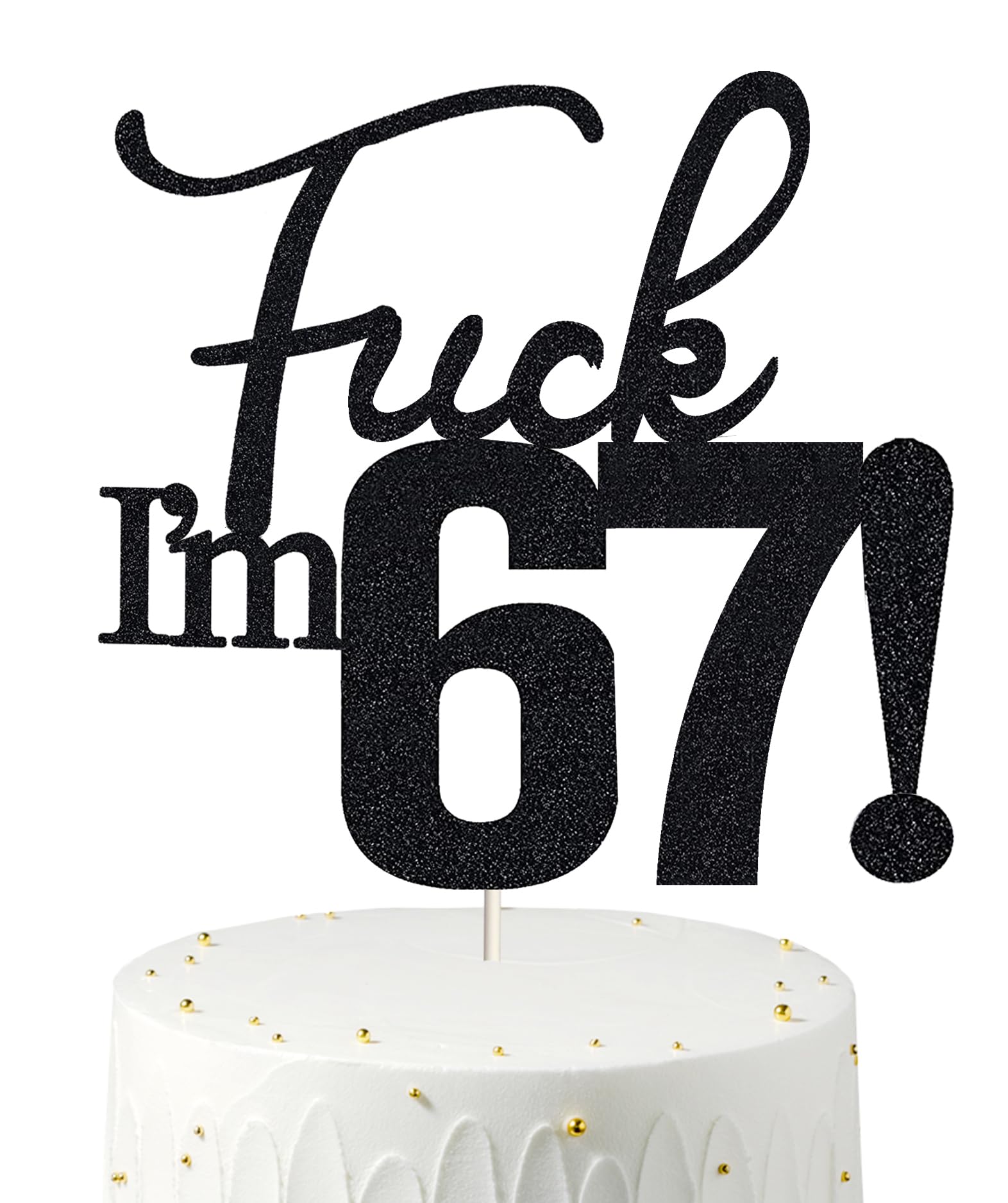 Snapklik.com : 67 Cake Toppers, 67 Birthday Cake Toppers-Black Glitter ...