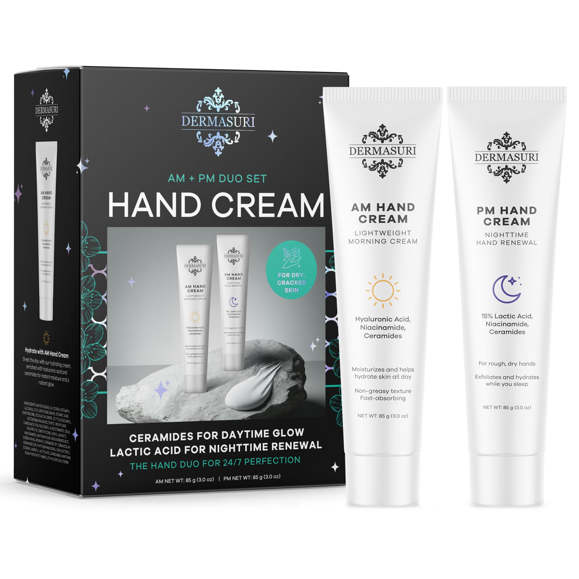 Amazon.com : Dermasuri Day and Night Therapeutic Hand Cream for Dry ...