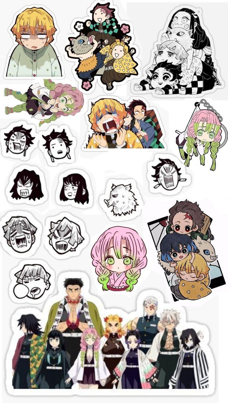 Anime Demon Slayer Small Characters Laptop Stickers: Buy Online at Best ...