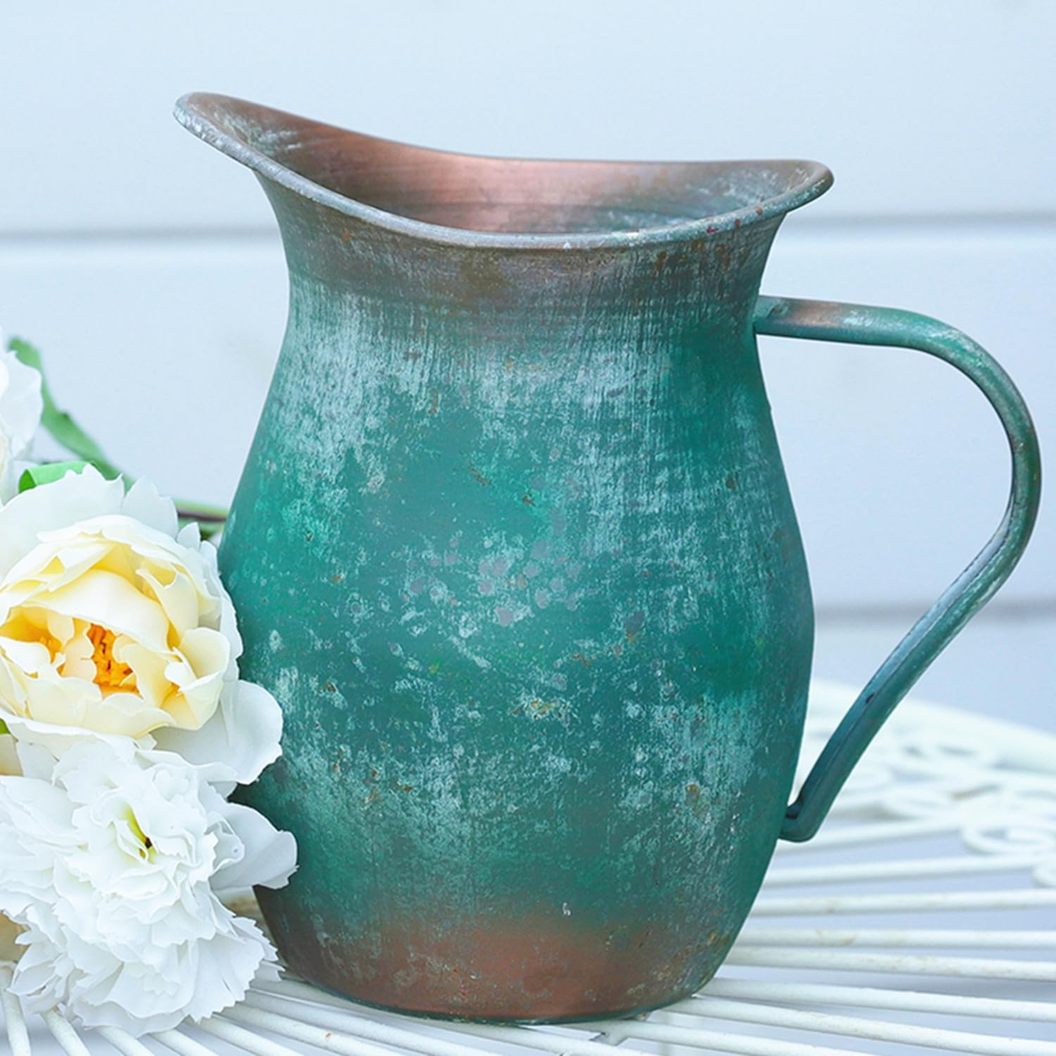 Amazon.com: Vintage Metal Milk Jug Decorative Pitcher Vase Rustic ...