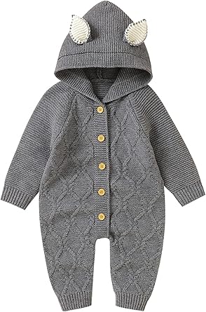 Amazon.com: Mono de punto con capucha para recién nacido, lindo para ...