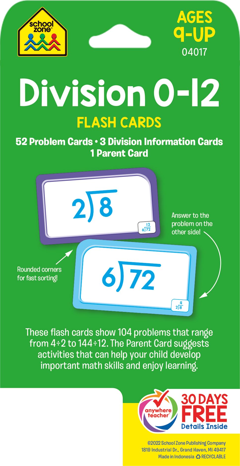 Snapklik.com : School Zone - Division 0-12 Flash Cards - Ages 9 And Up