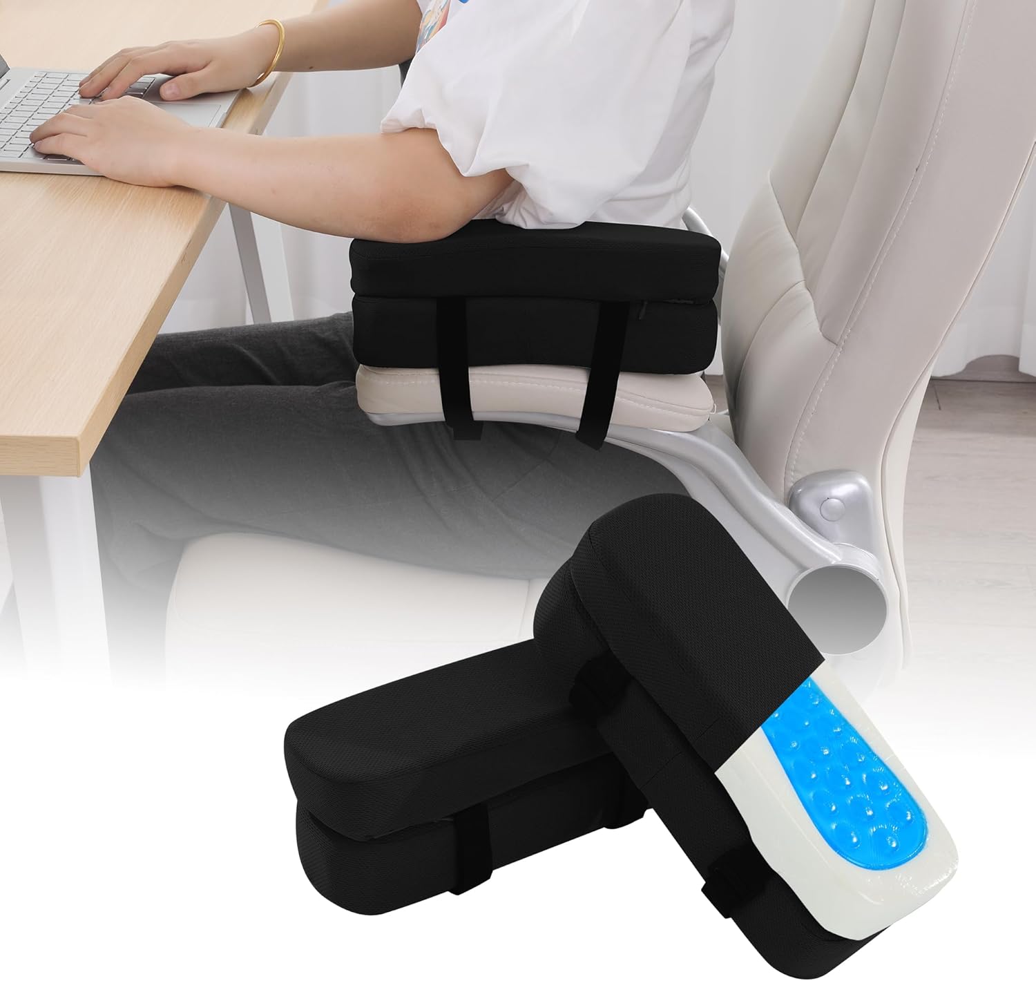 Amazon.com: MABOZOO Gel Office Chair Arm Pads, Set of 2 Height ...