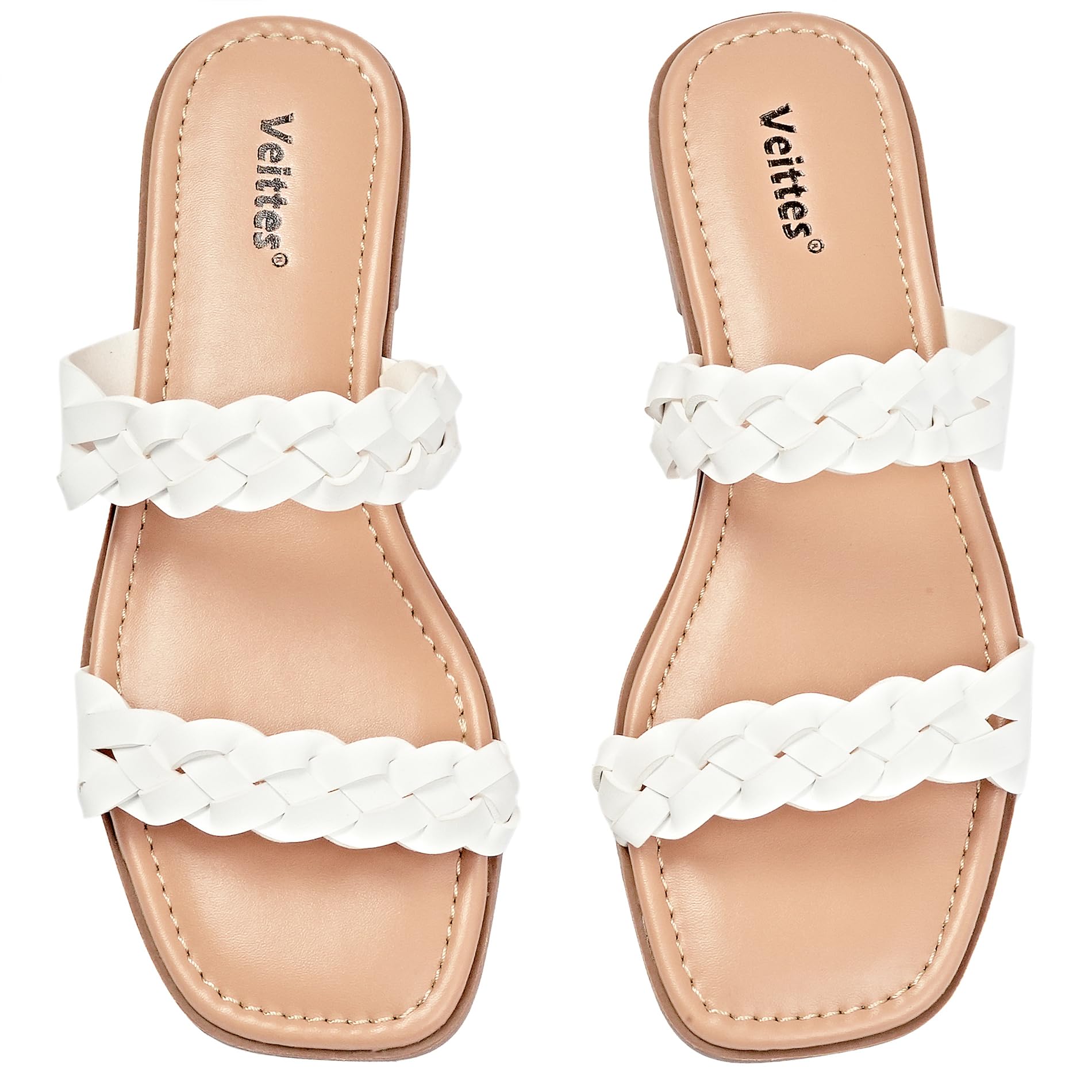 Ataiwee Women's Flat Slide Sandals - Casual Braided Slip On Flat ...