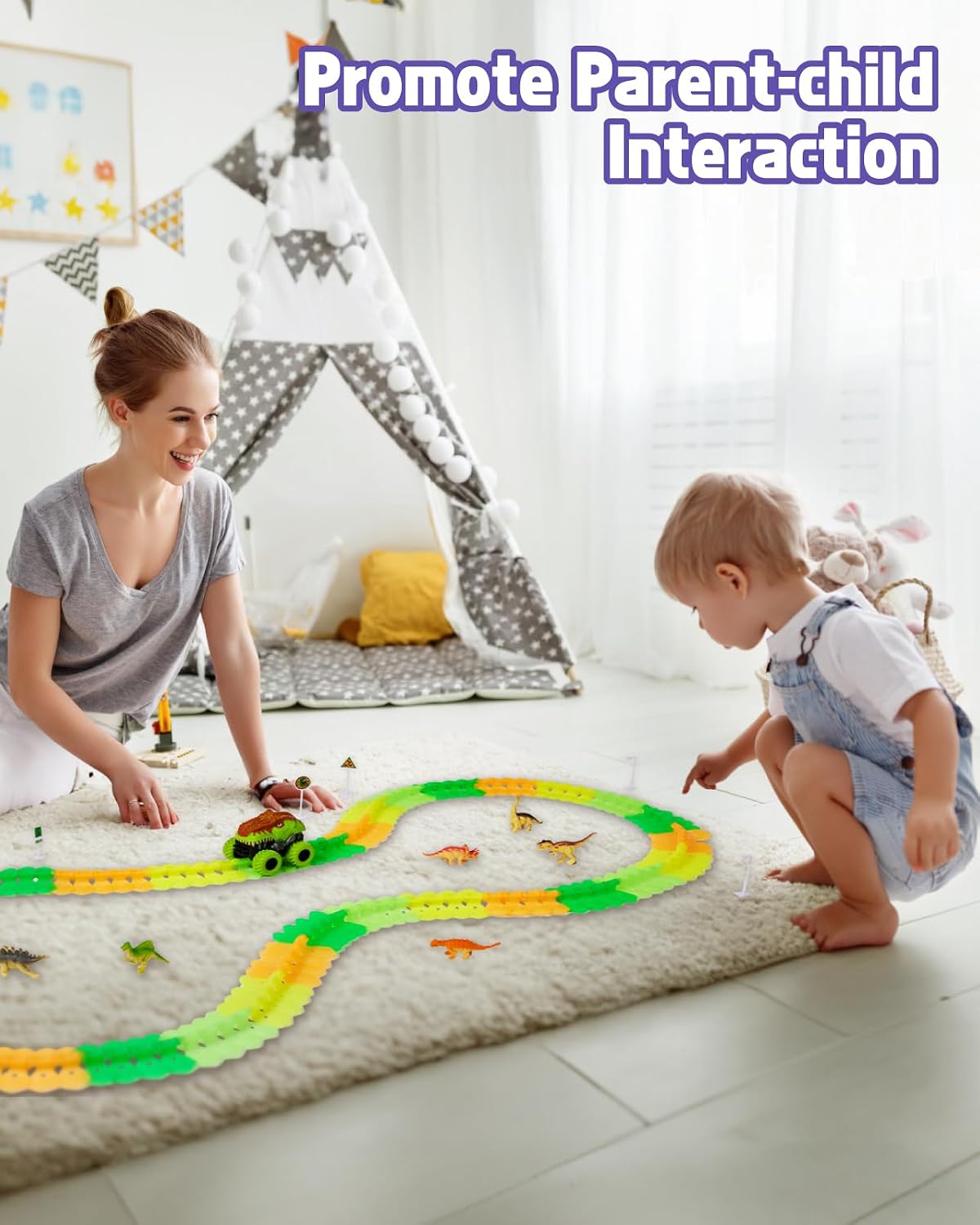Magic Car Track Set, 154PCS Glow Race Track, Flexible Race Car Tracks ...