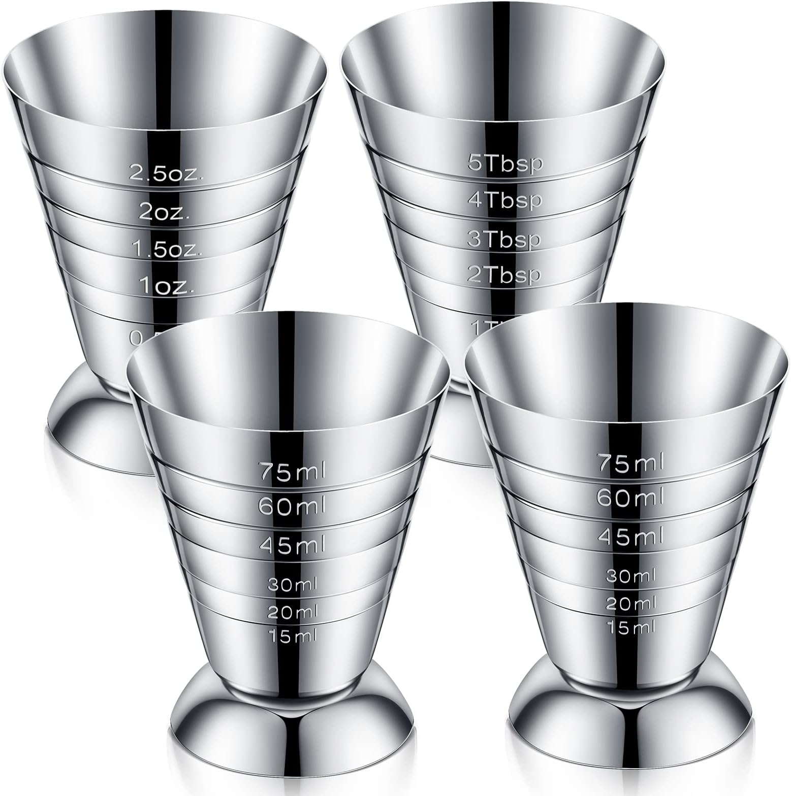 Amazon.com: Zhehao 4 Pcs Stainless Steel Measuring Cup Cocktail ...