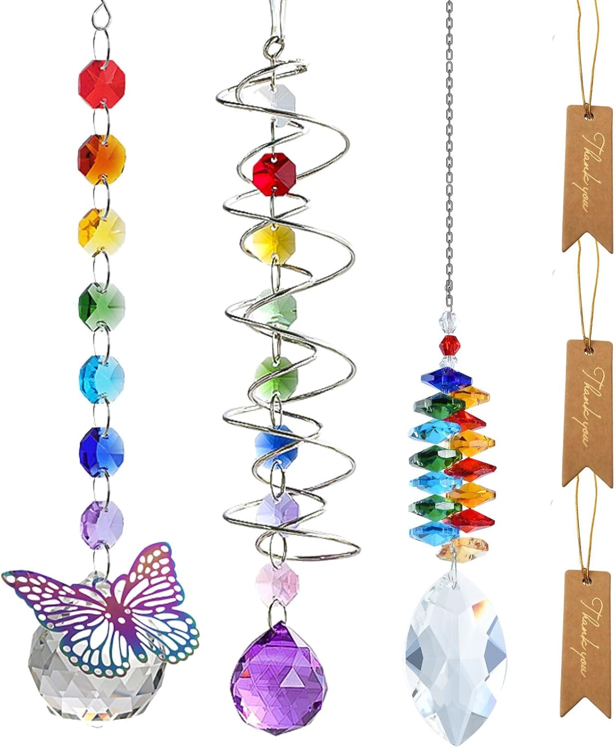 Amazon.com: MOLLYGANGER 3 Pcs Crystal Sun Catcher Window Hanging ...