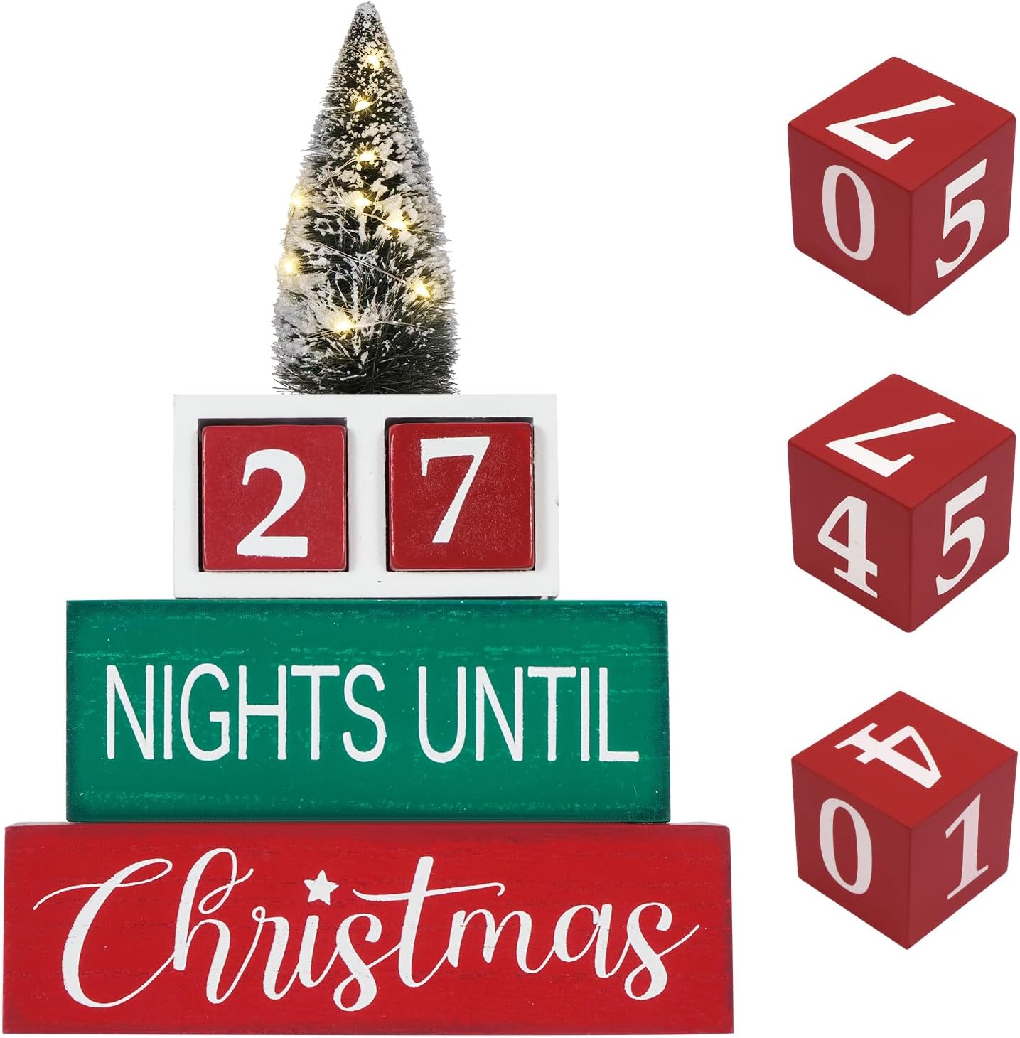 Amazon.com: Christmas Countdown Blocks LED Lighted Christmas Tree ...