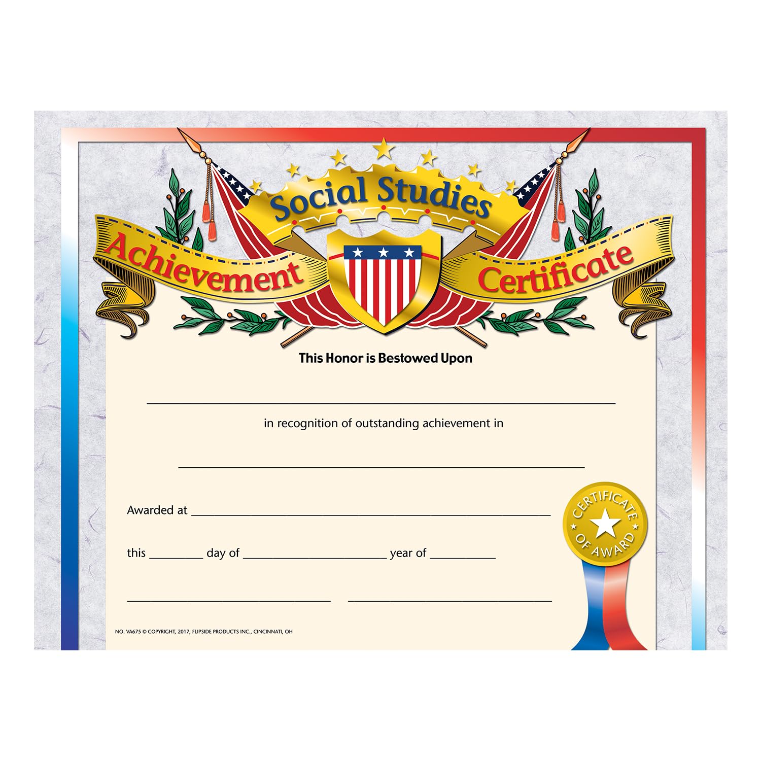 Social Studies Achievement Certificate Printable Certificate