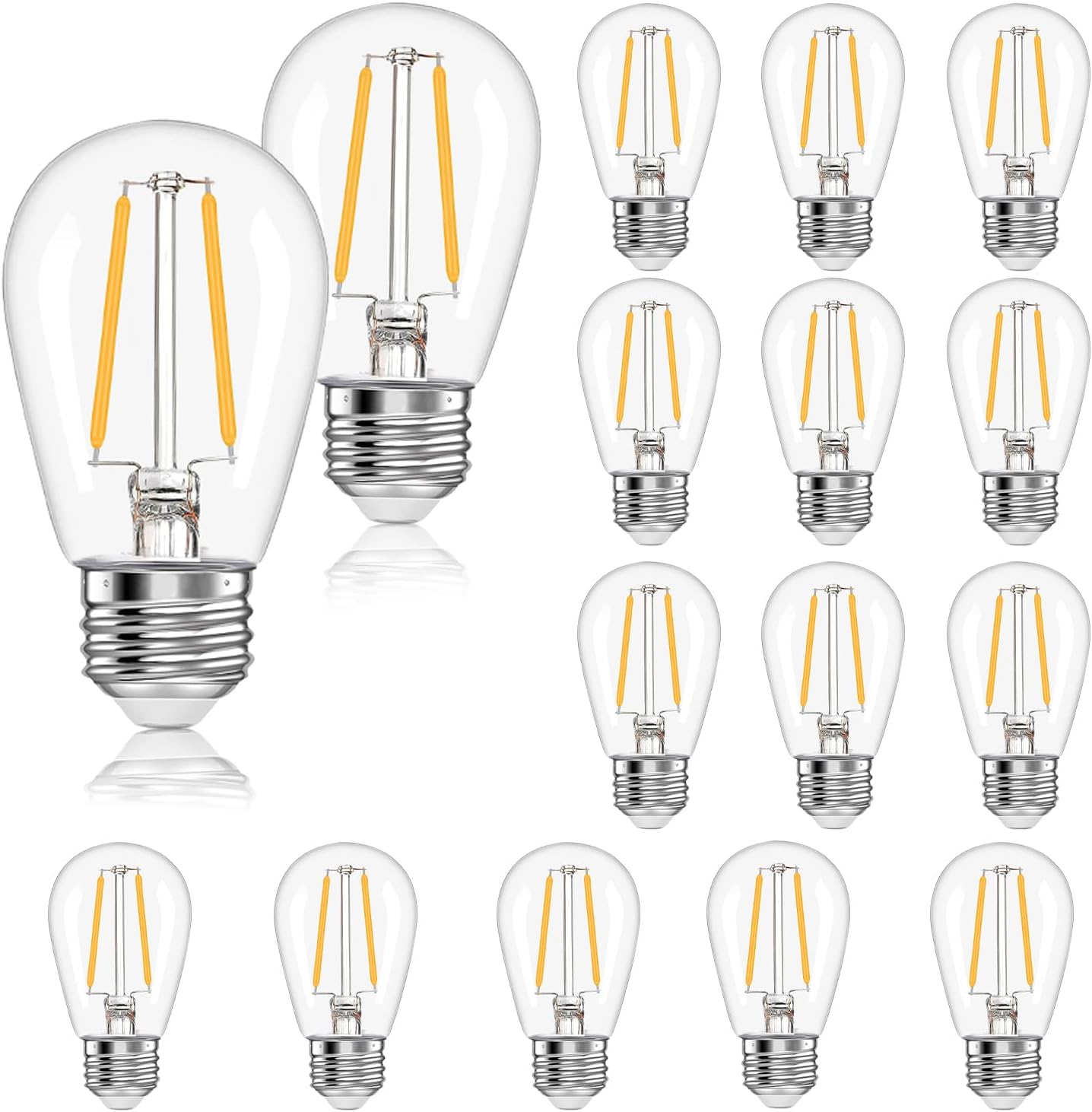 15 Pack S14 LED Replacement Bulbs for String Lights- 2 Watts Warm White ...