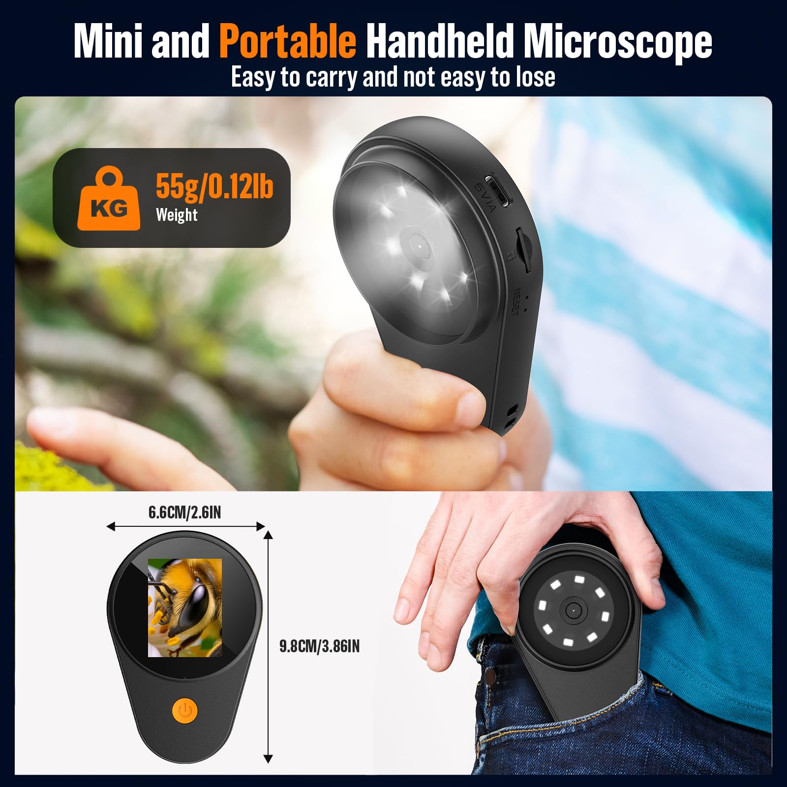 Jewelers Loop With Light Microscope Magnifier, 40X Zoom LED Microscope ...