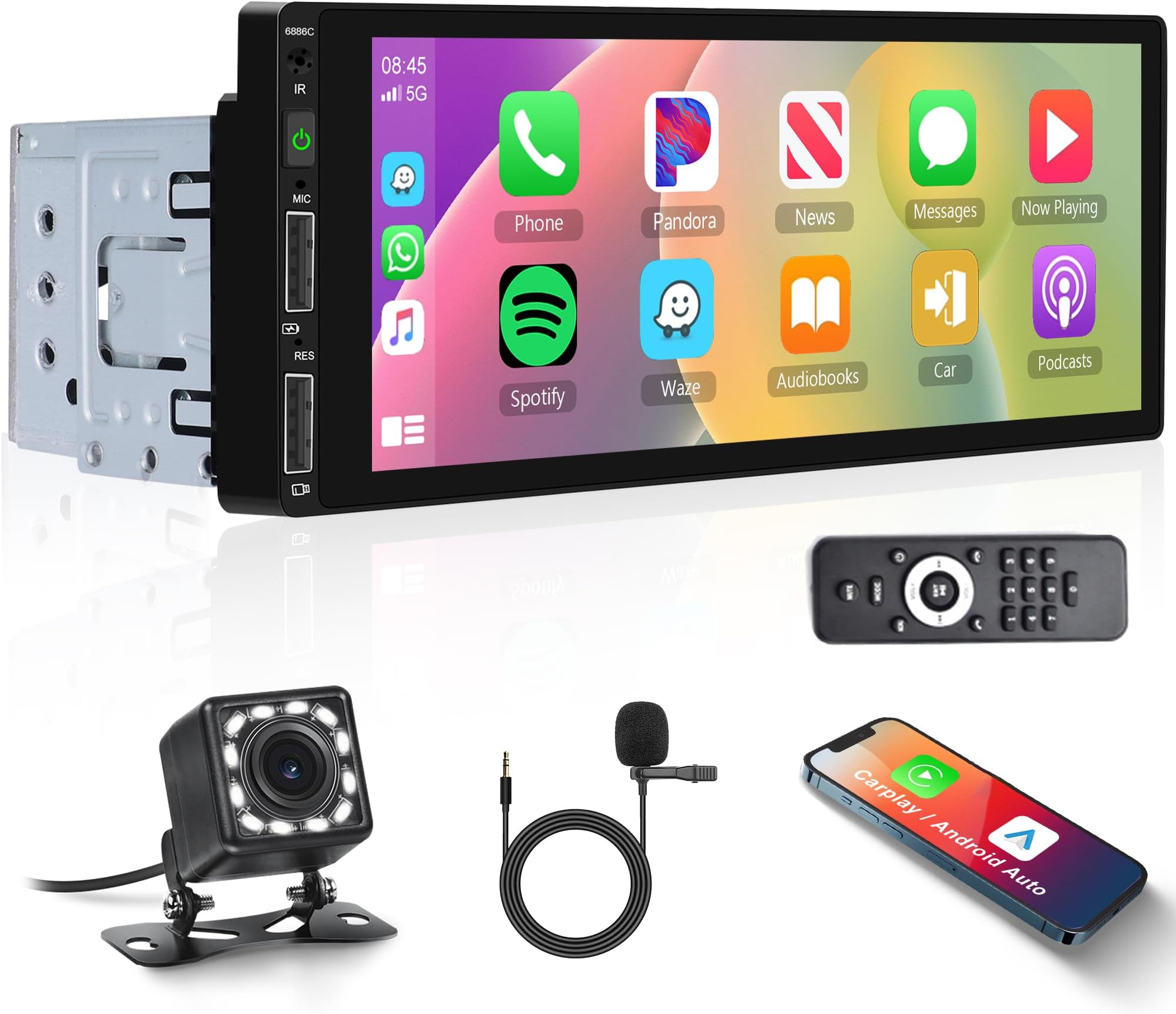 Amazon.com: Wireless Single Din Car Stereo with Apple Carplay,IPS Touch ...