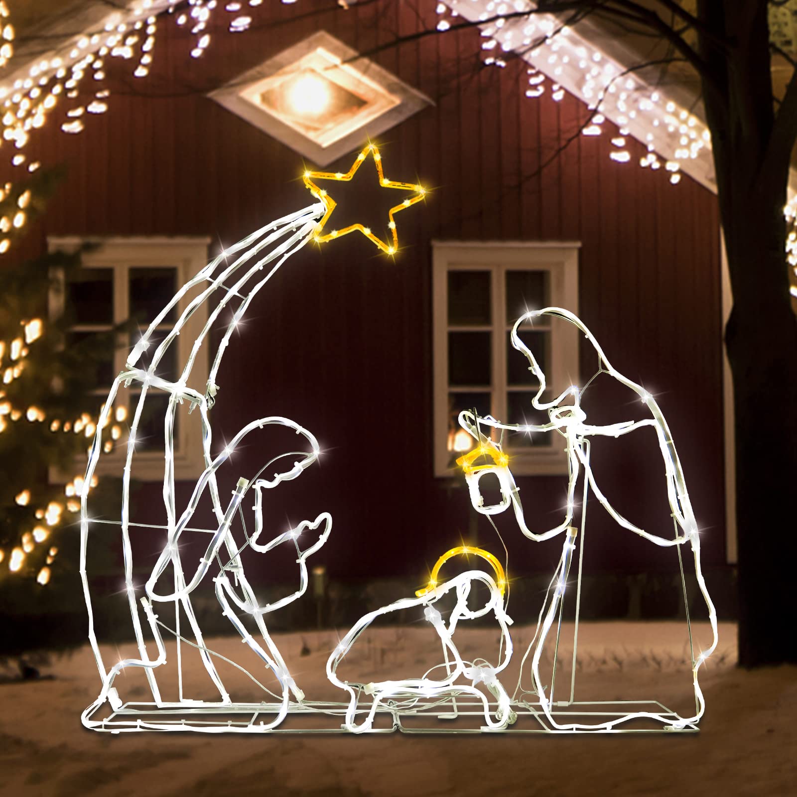 Illuminated Outdoor Plastic Nativity Set Amazon.com: Generic 6 Piece