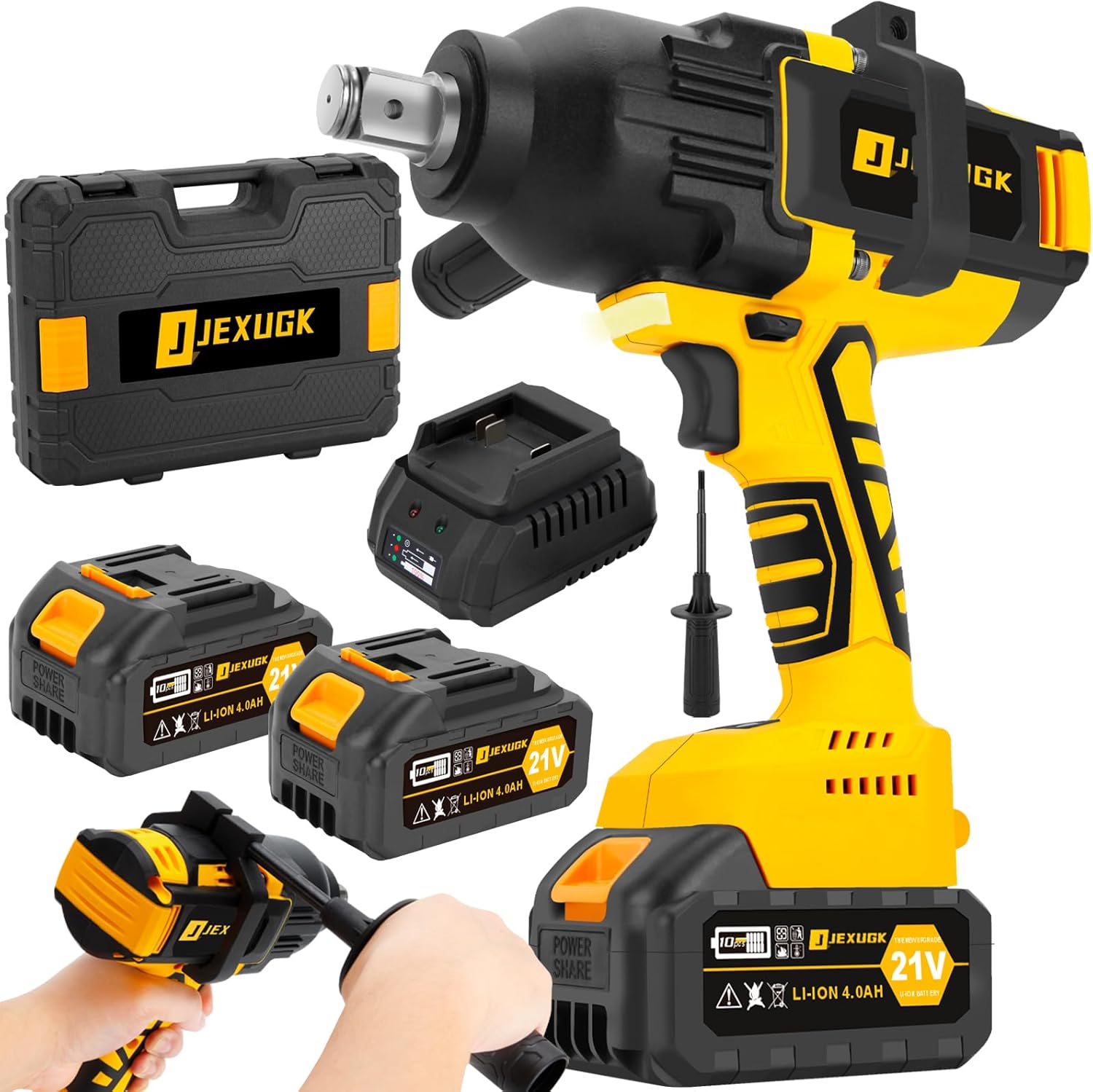 3/4" Heavy Cordless Impact Wrench, 1500FT-lbs(2000N.m) 21V High Torque ...