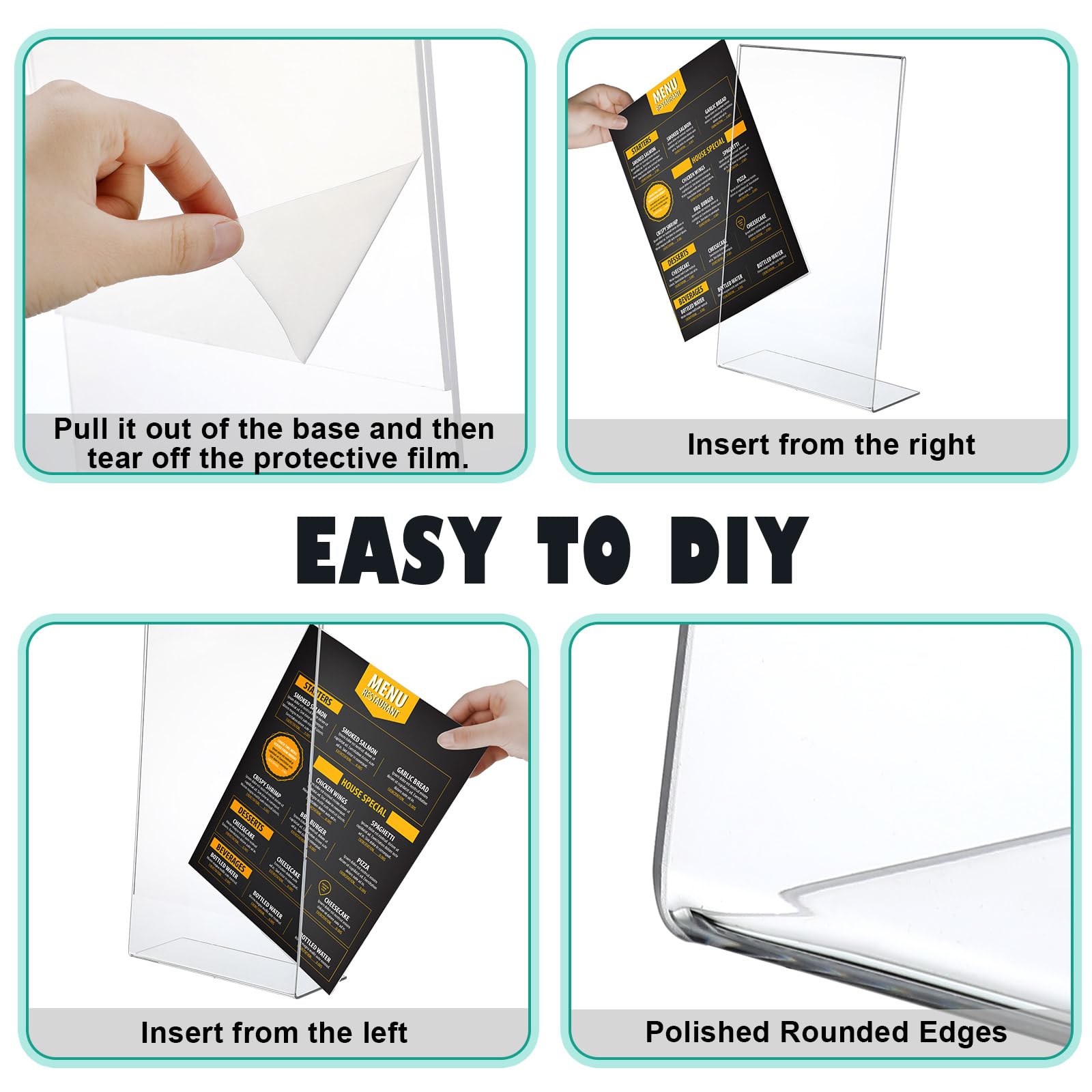 Snapklik.com : 4 Packs 8. 5" X 14" Sign Holders Vertical L Shape Frame ...